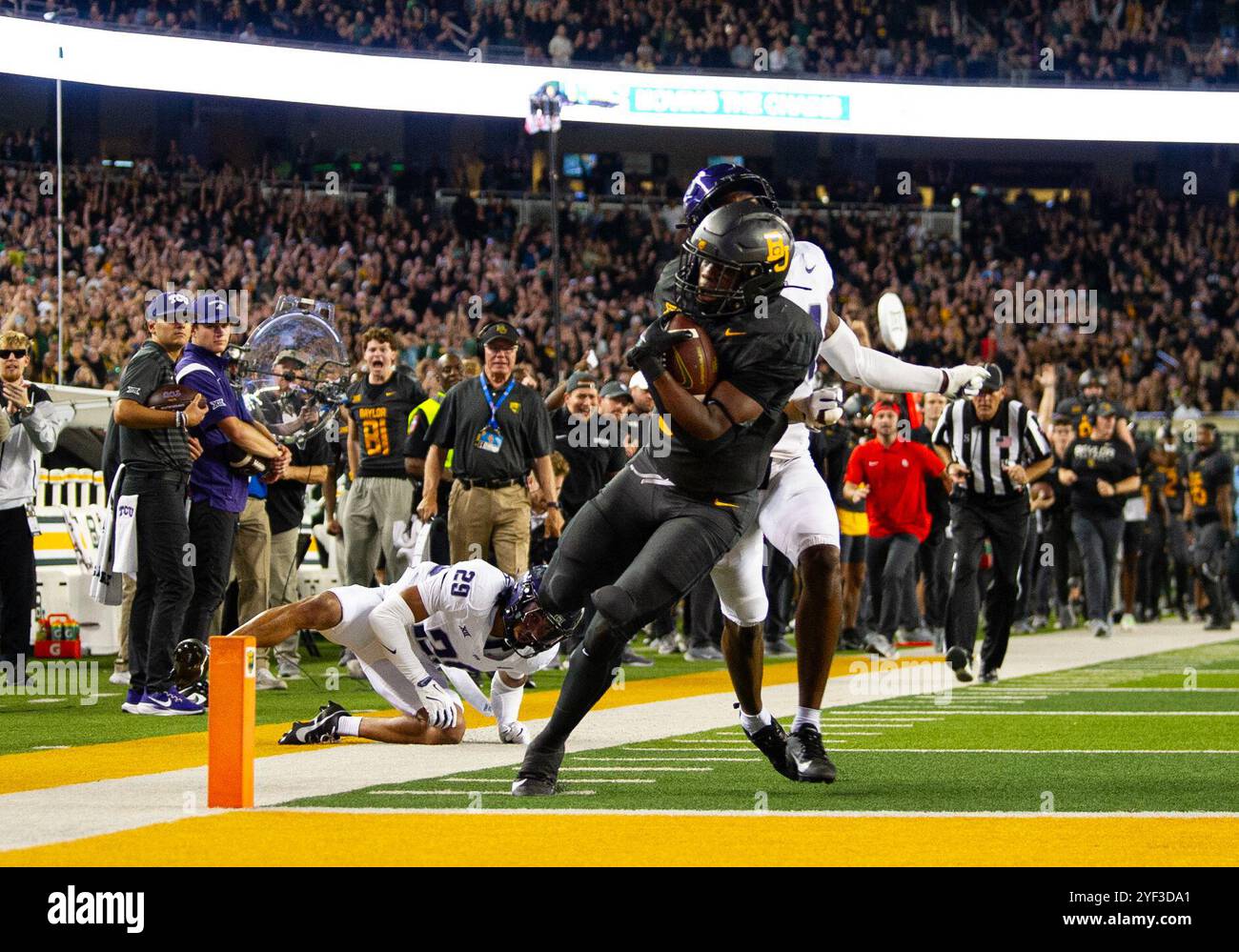 November 2 2024: Baylor Bears running back Bryson Washington (30) scores a touchdown against TCU ...