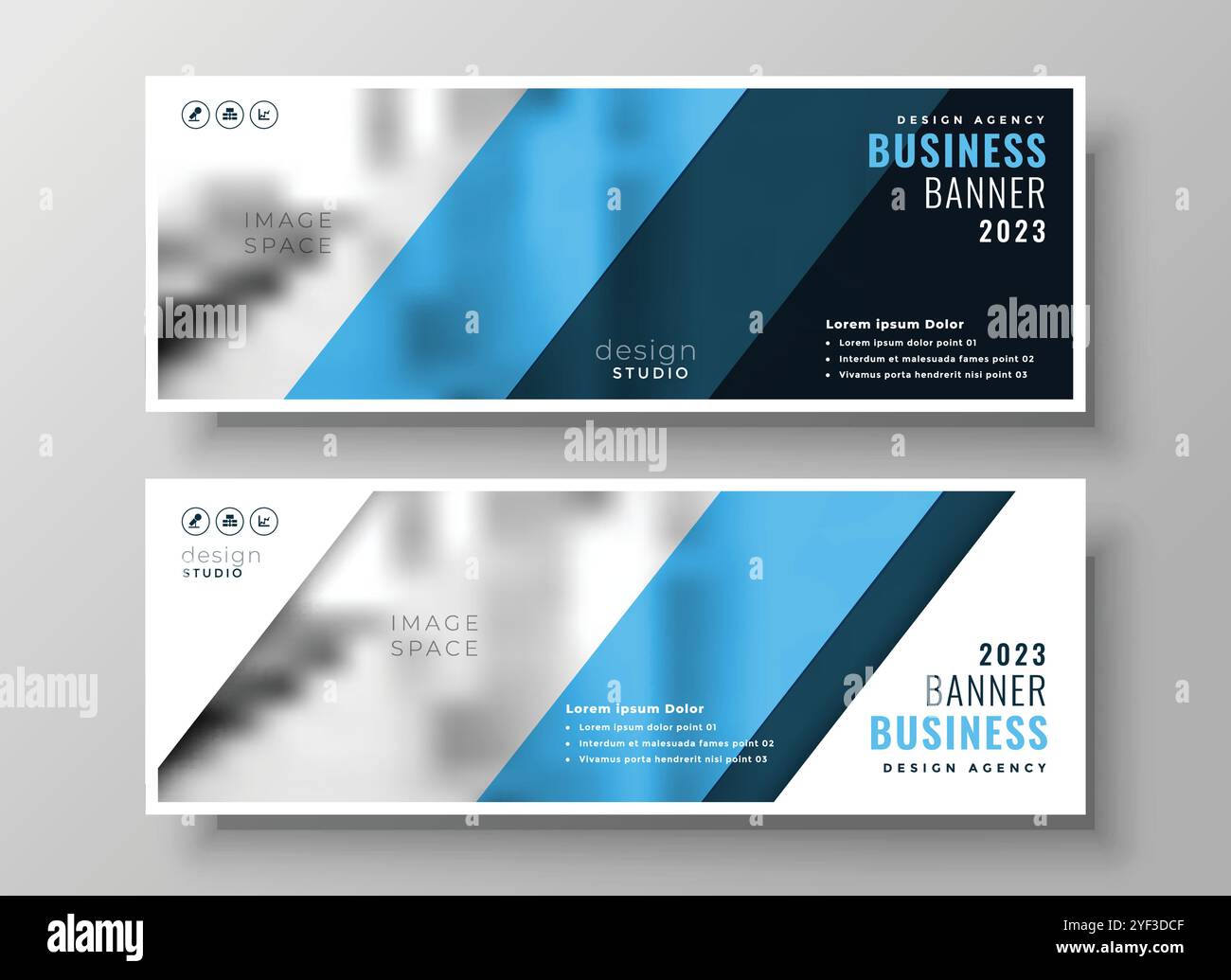 modern blue professional business banners set of two Stock Vector Image ...