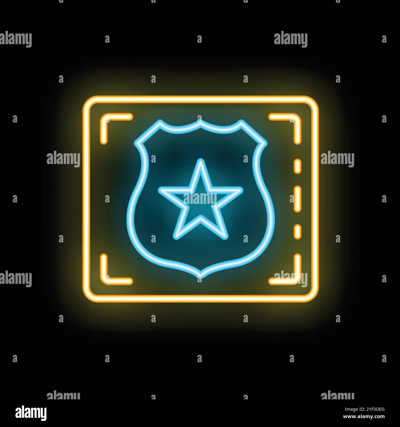 Glowing neon line police badge hi-res stock photography and images - Alamy