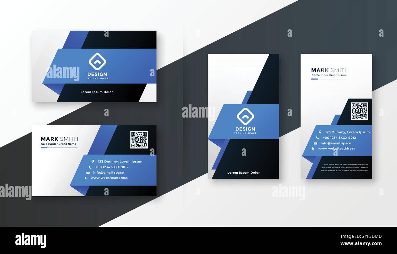 abstract blue geometric business card design template Stock Vector ...