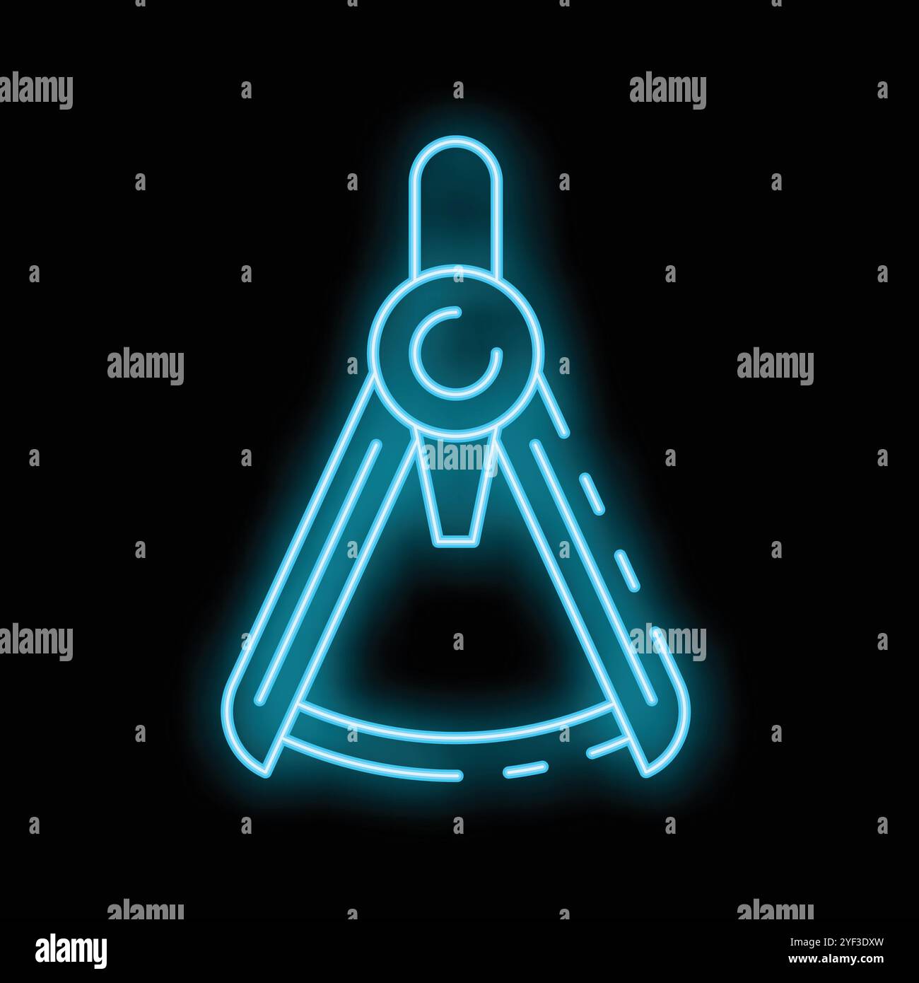 Glowing neon compass drawing a perfect circle, a symbol of precision ...