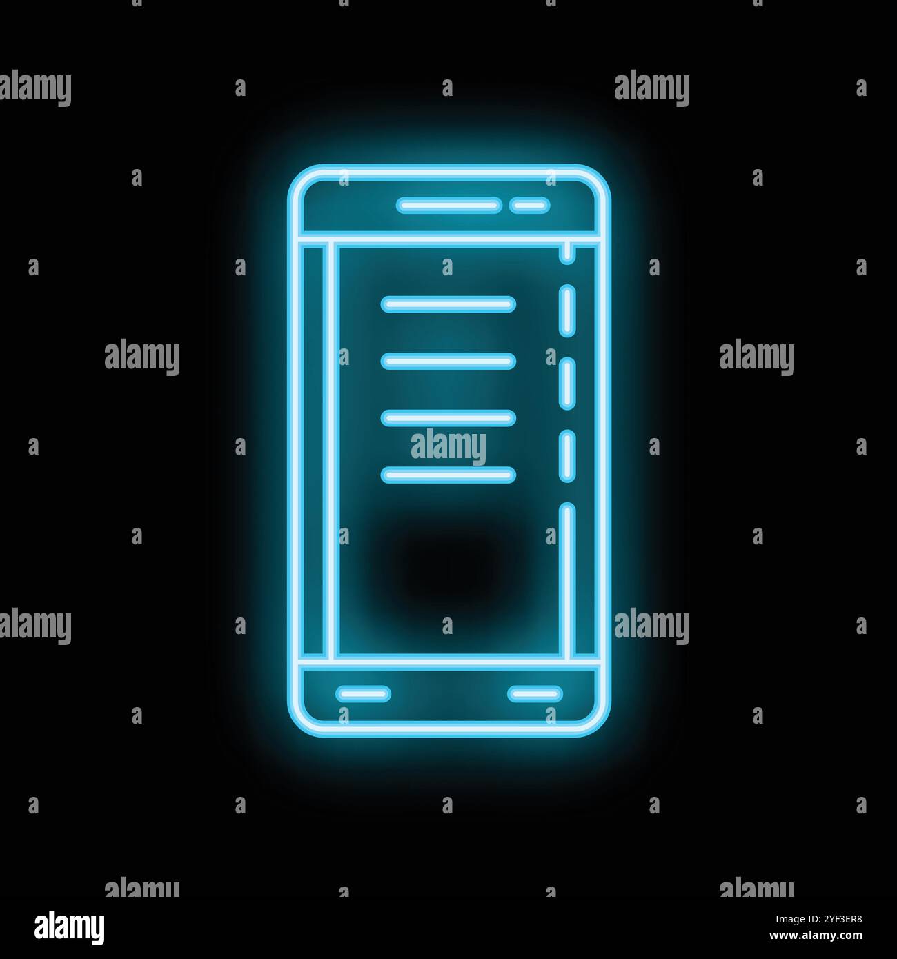 Glowing neon smartphone is displaying a checklist app, representing ...