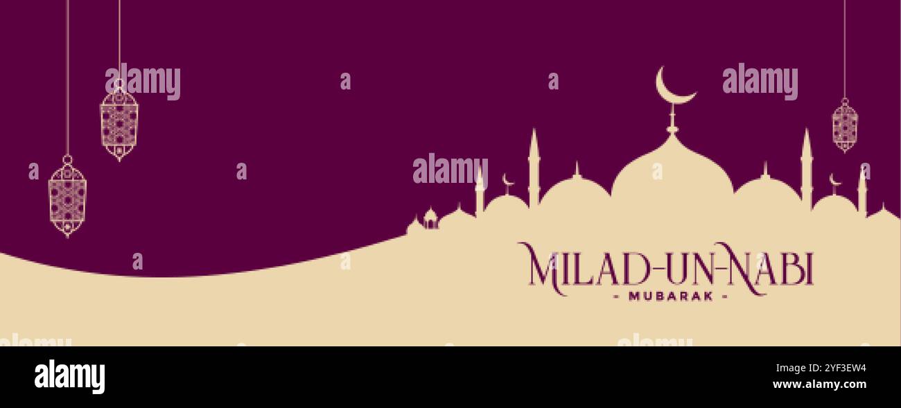 milad un nabi decorative islamic banner design with mosque Stock Vector ...
