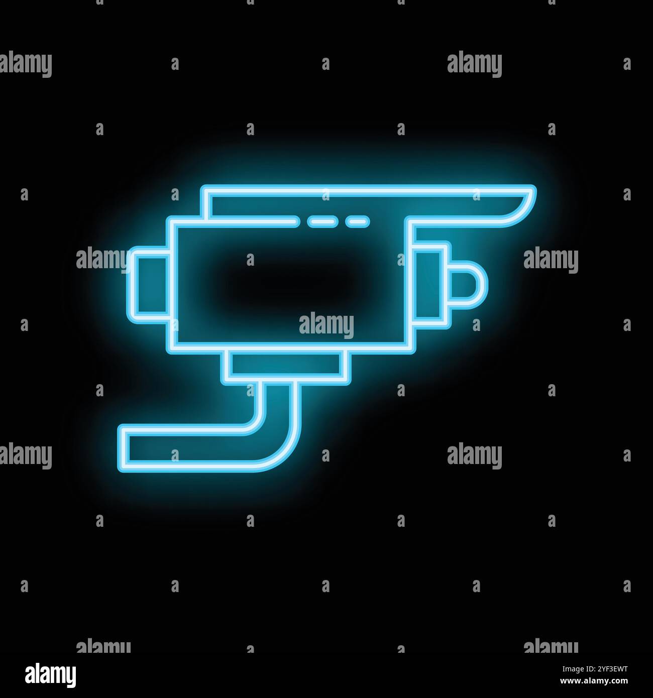 Glowing blue cctv camera icon Stock Vector Images - Alamy