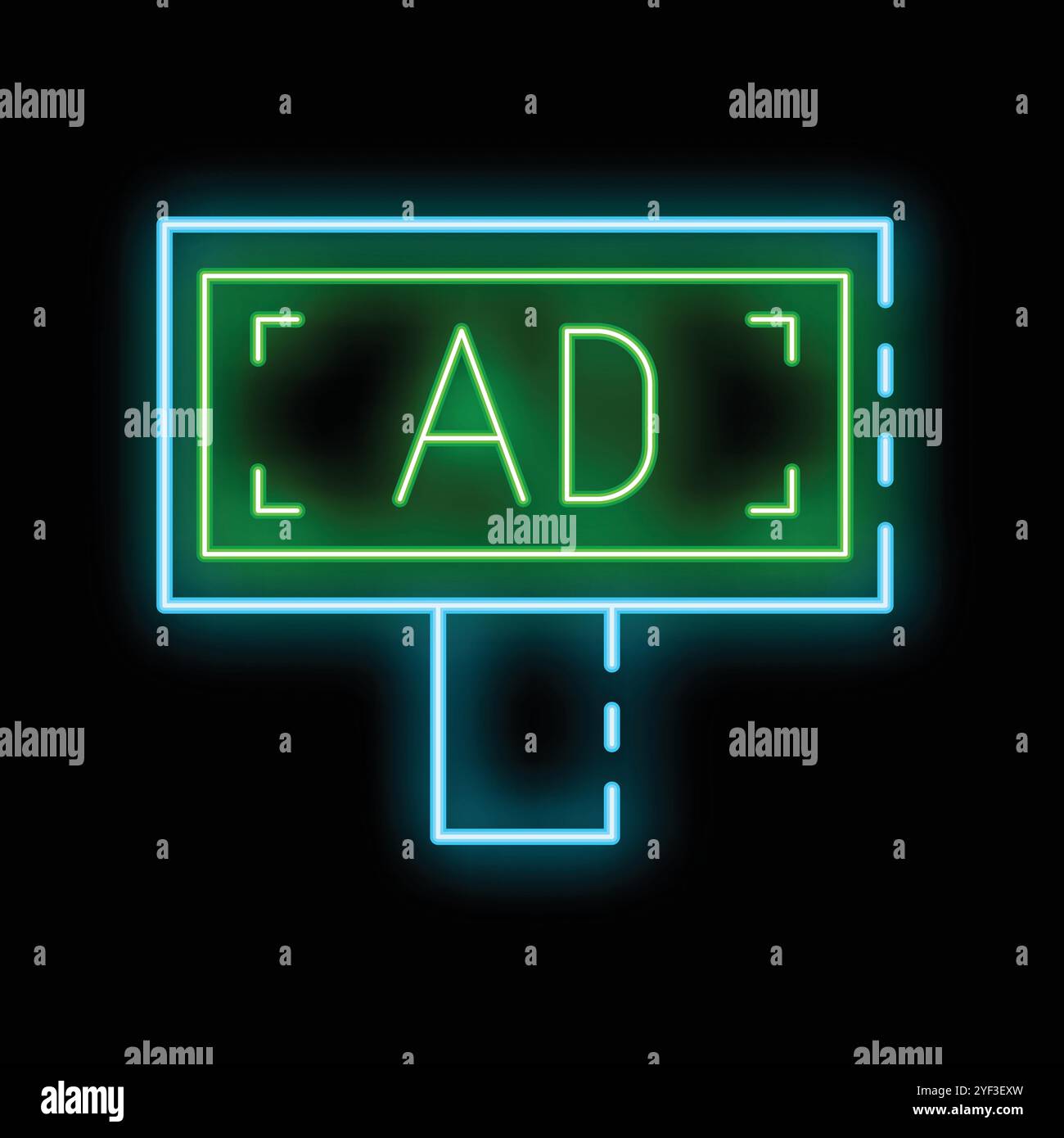 Neon sign illustrating an advertising billboard, representing concepts ...