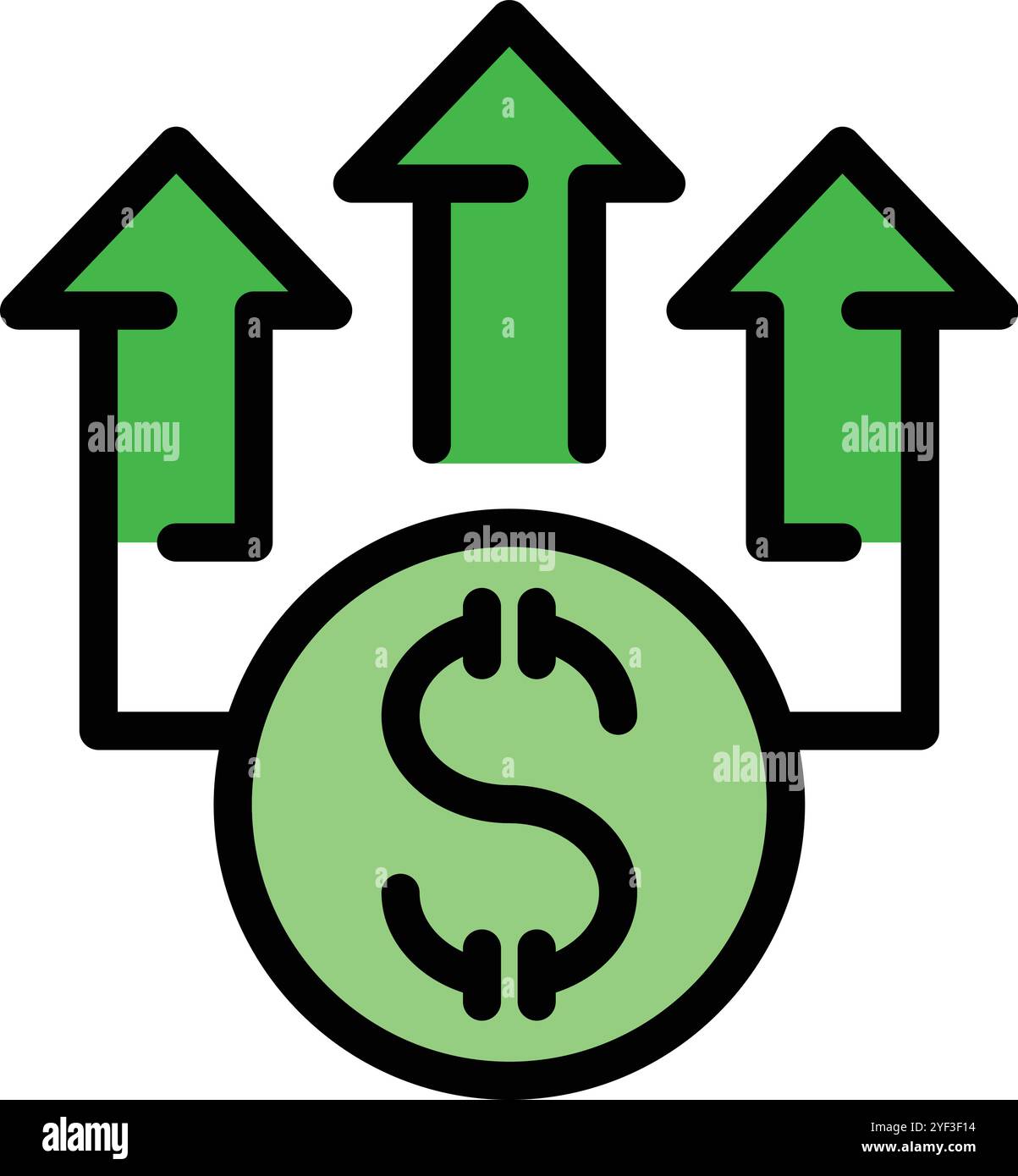 Simple vector showing a dollar coin increasing its value with three ...