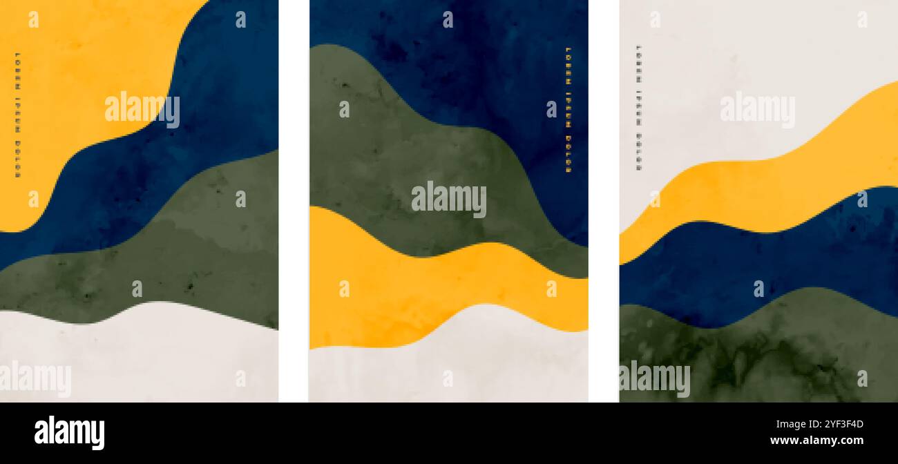 set of minimalist hand painted abstract wavy flyers Stock Vector Image ...