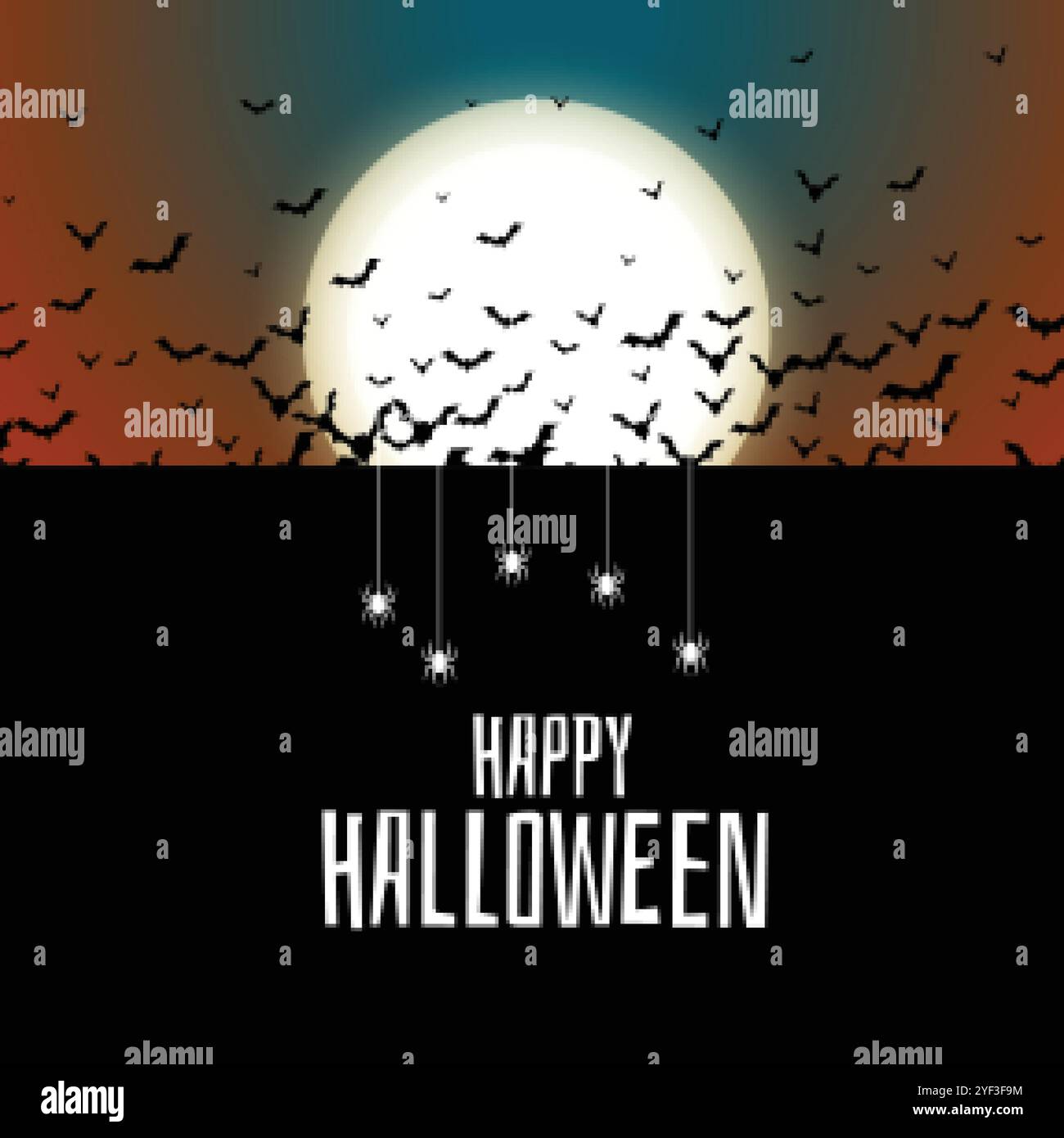 flying bats and spiders halloween background design Stock Vector Image ...