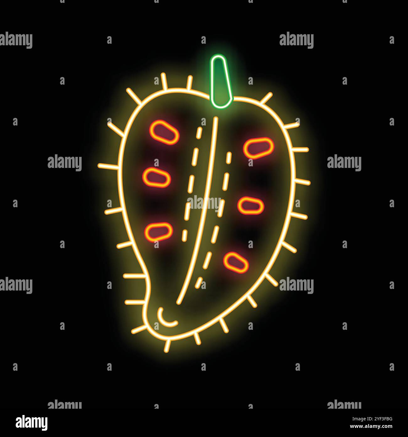 Vibrant neon sign depicting a durian fruit, known for its unique aroma ...