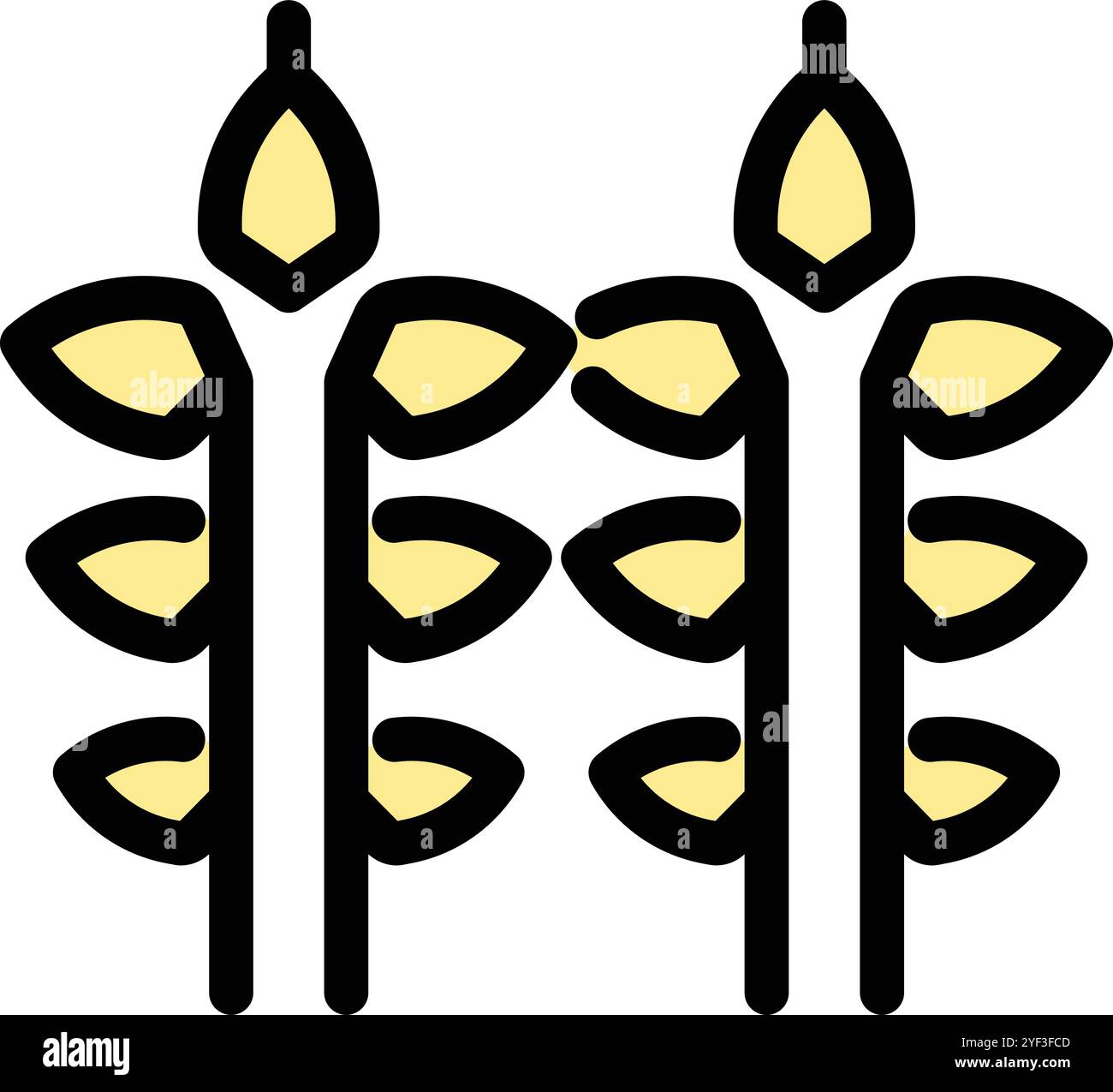 This minimalist icon depicts three wheat stalks growing upwards, with ...
