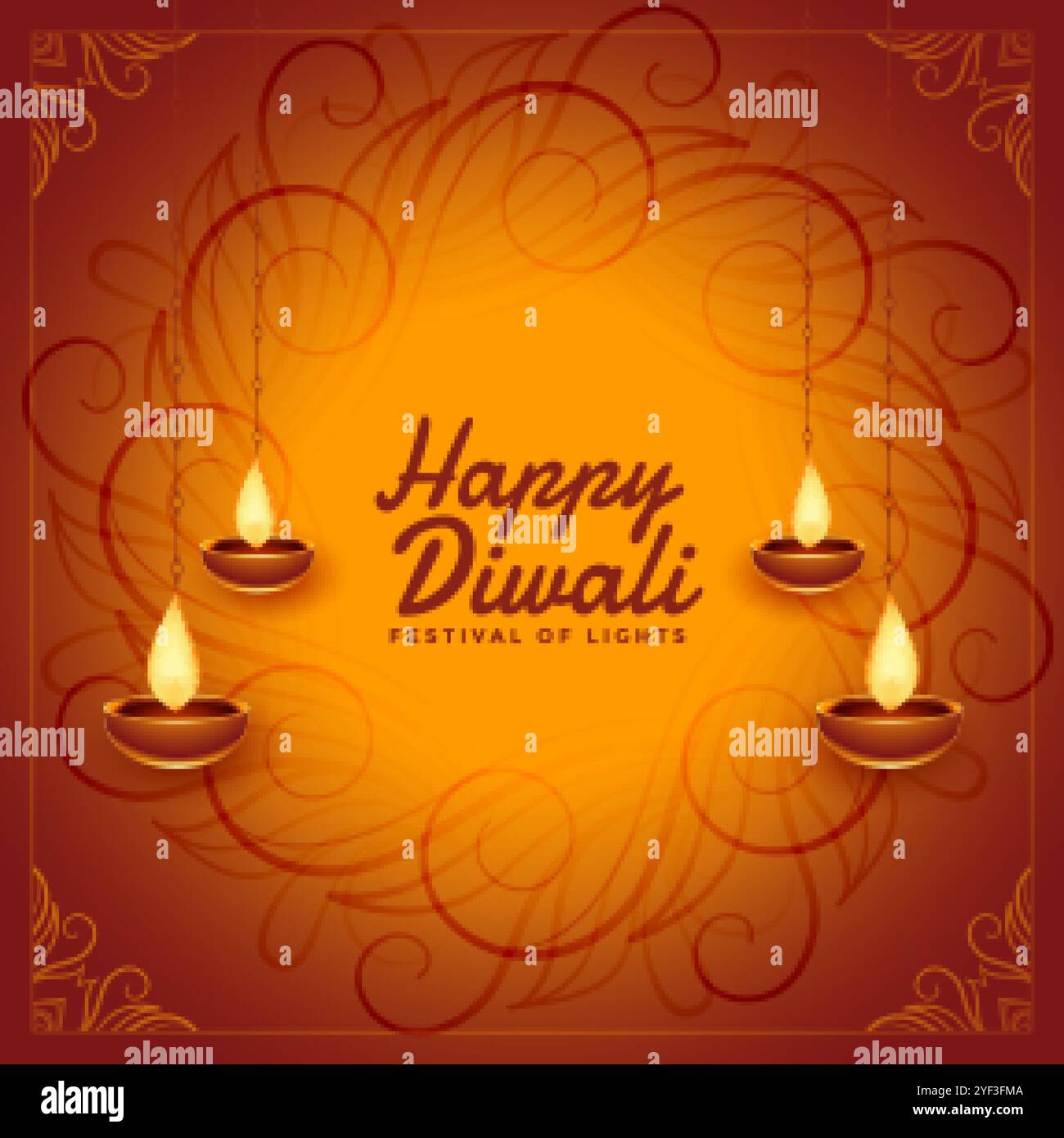 happy diwali decorative wishes diya card design Stock Vector Image ...