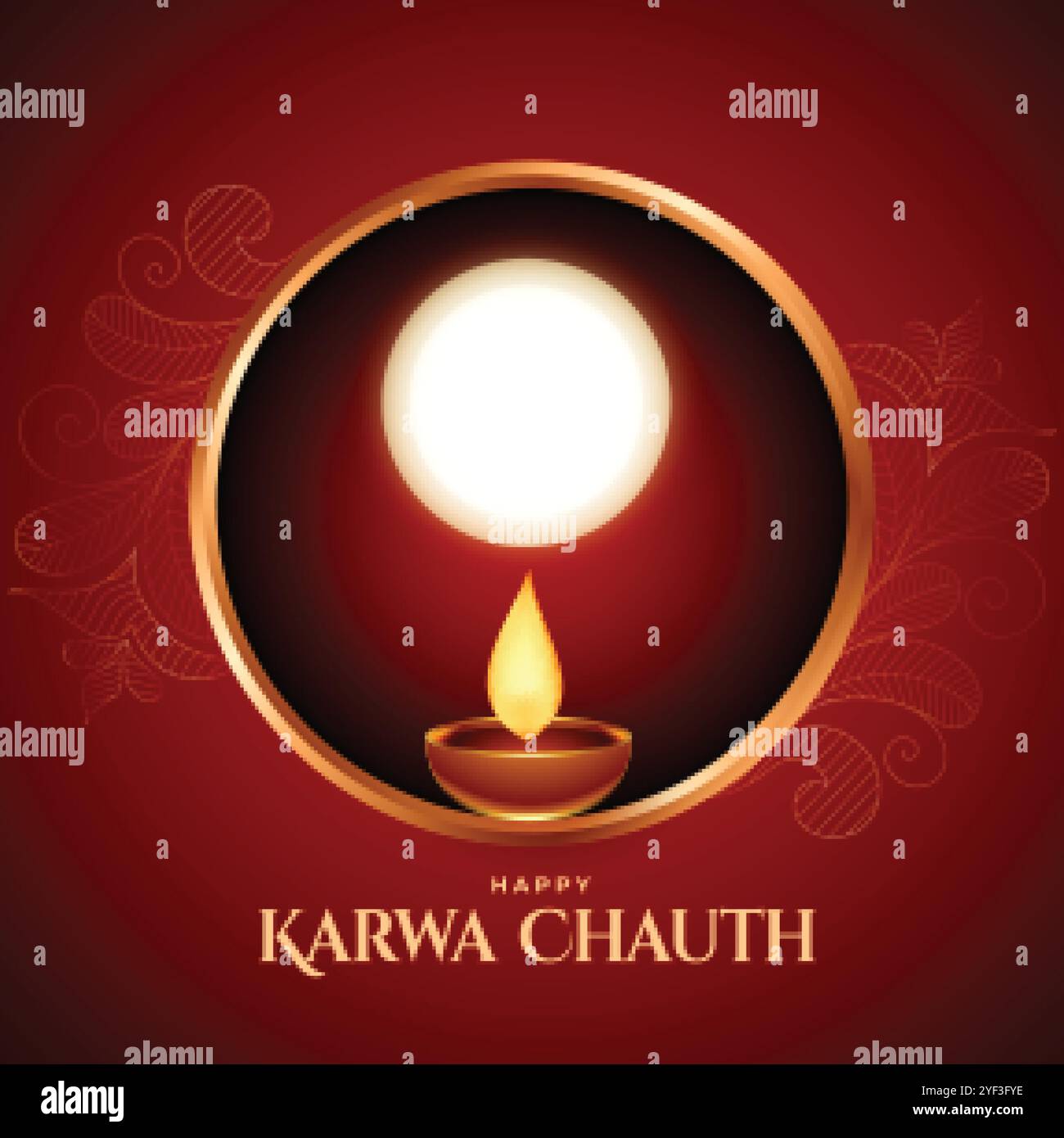 Happy karwa chauth background with sieve and diya vector Stock Vector ...