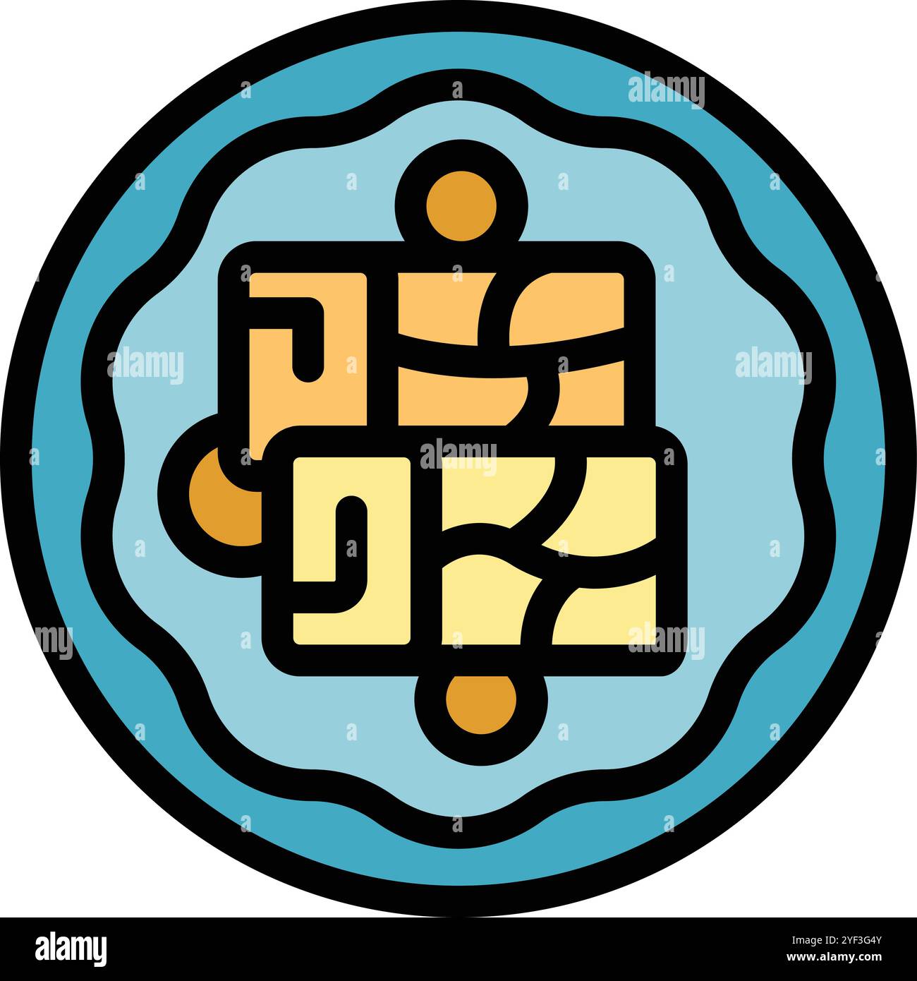 This icon represents the biology of skin with cells and nucleus, useful ...