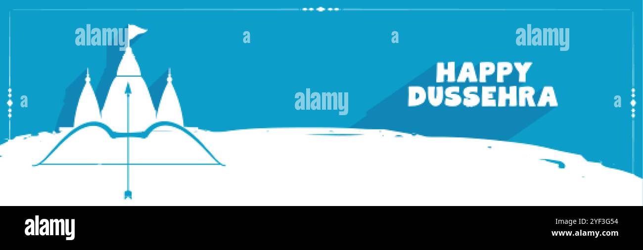 Happy dussehra festival banner with bow and arrow temple vector Stock ...