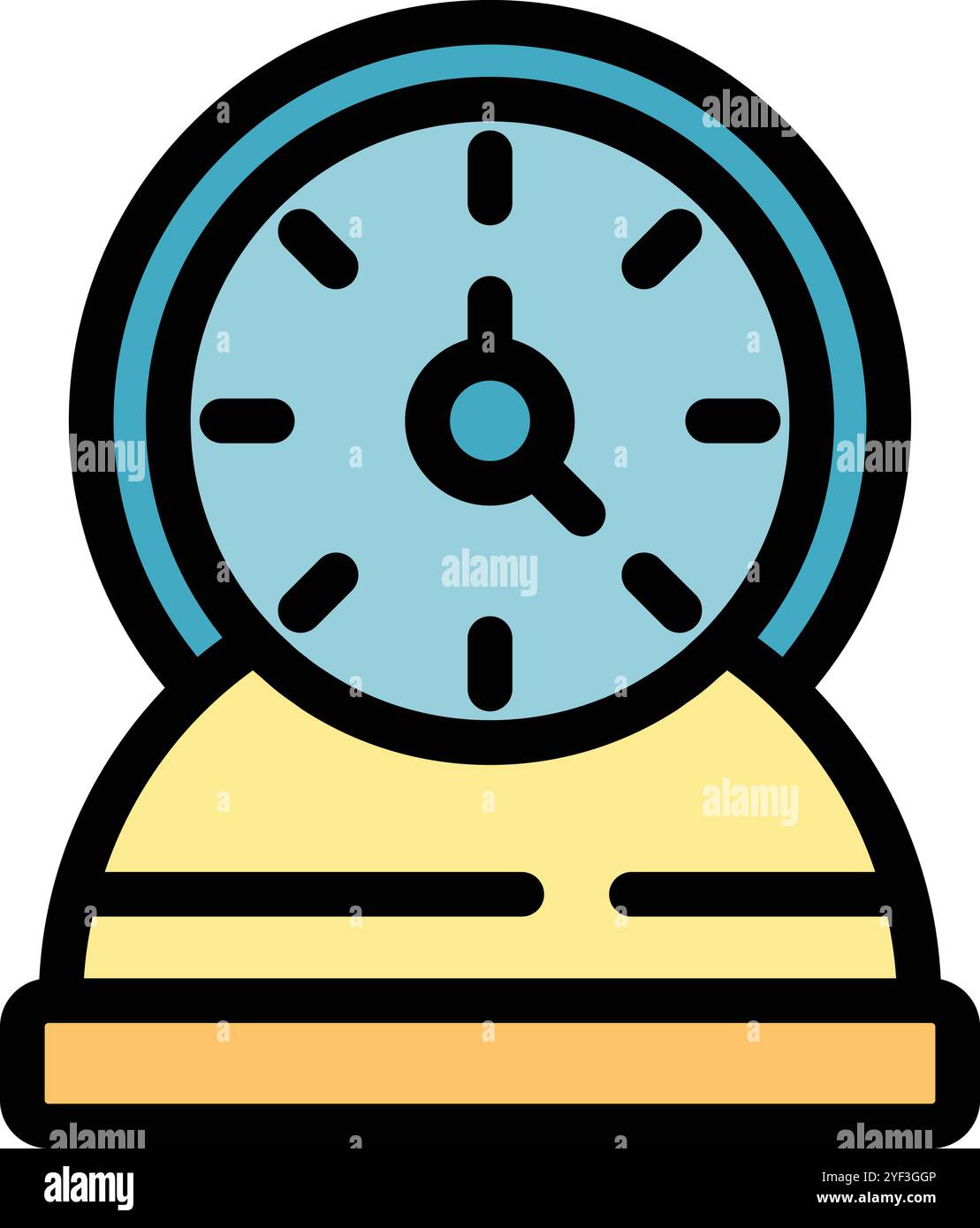 Round table clock telling the time with its hands, a classic design for ...