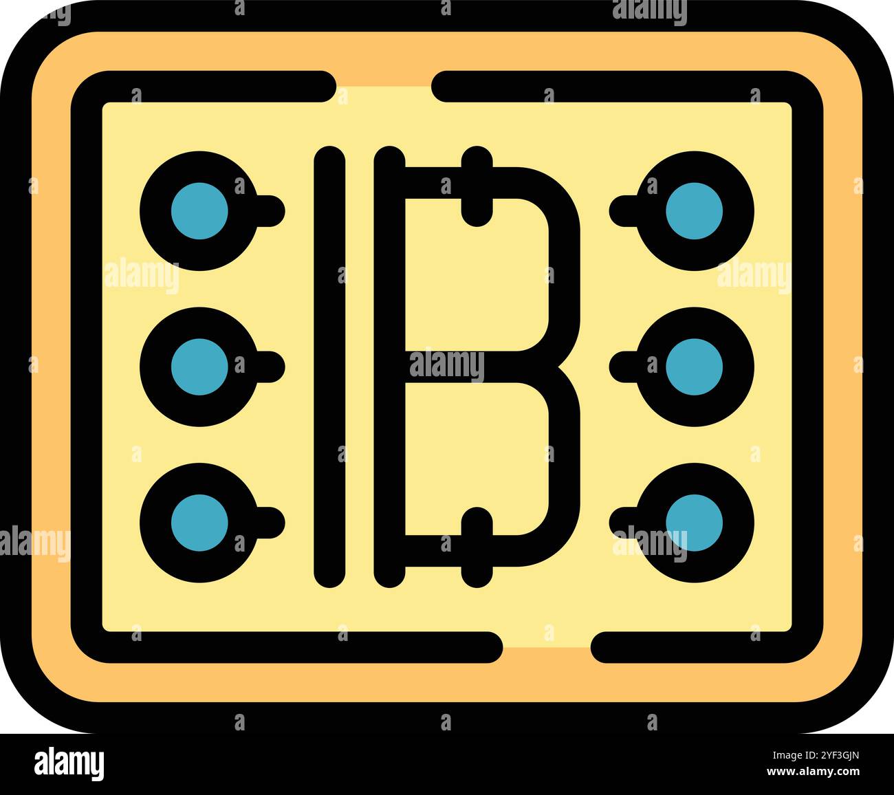 Electronic circuit board with resistors and letter b, symbolizing ...