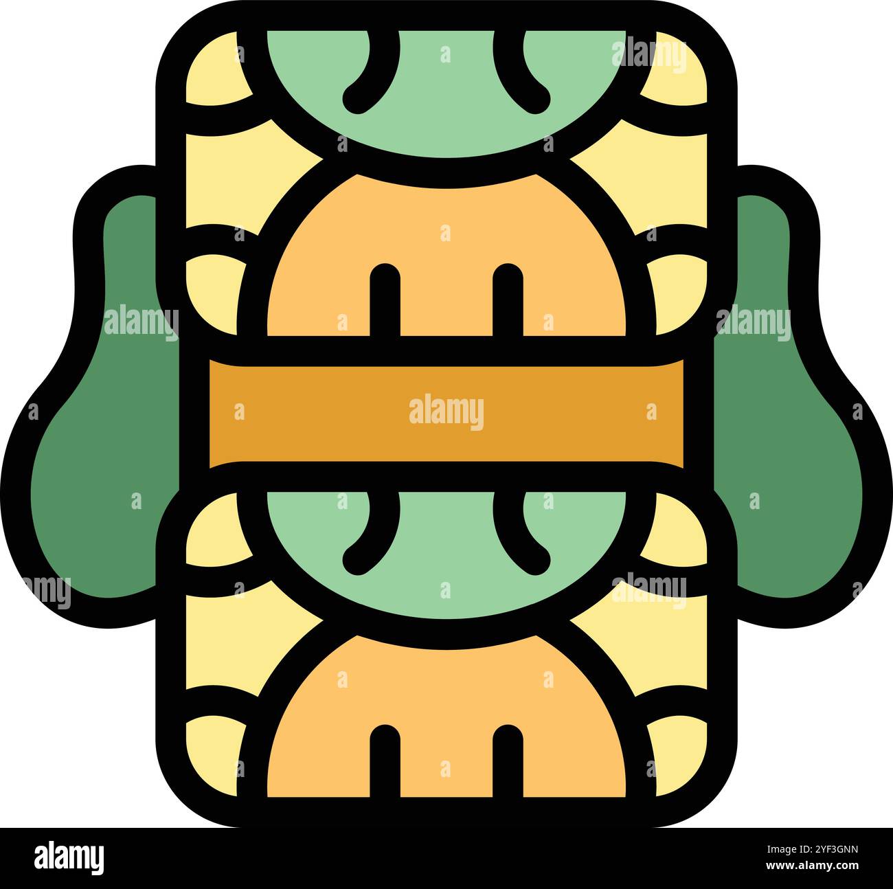 Colorful vector illustration of an ancient aztec statue depicting the ...