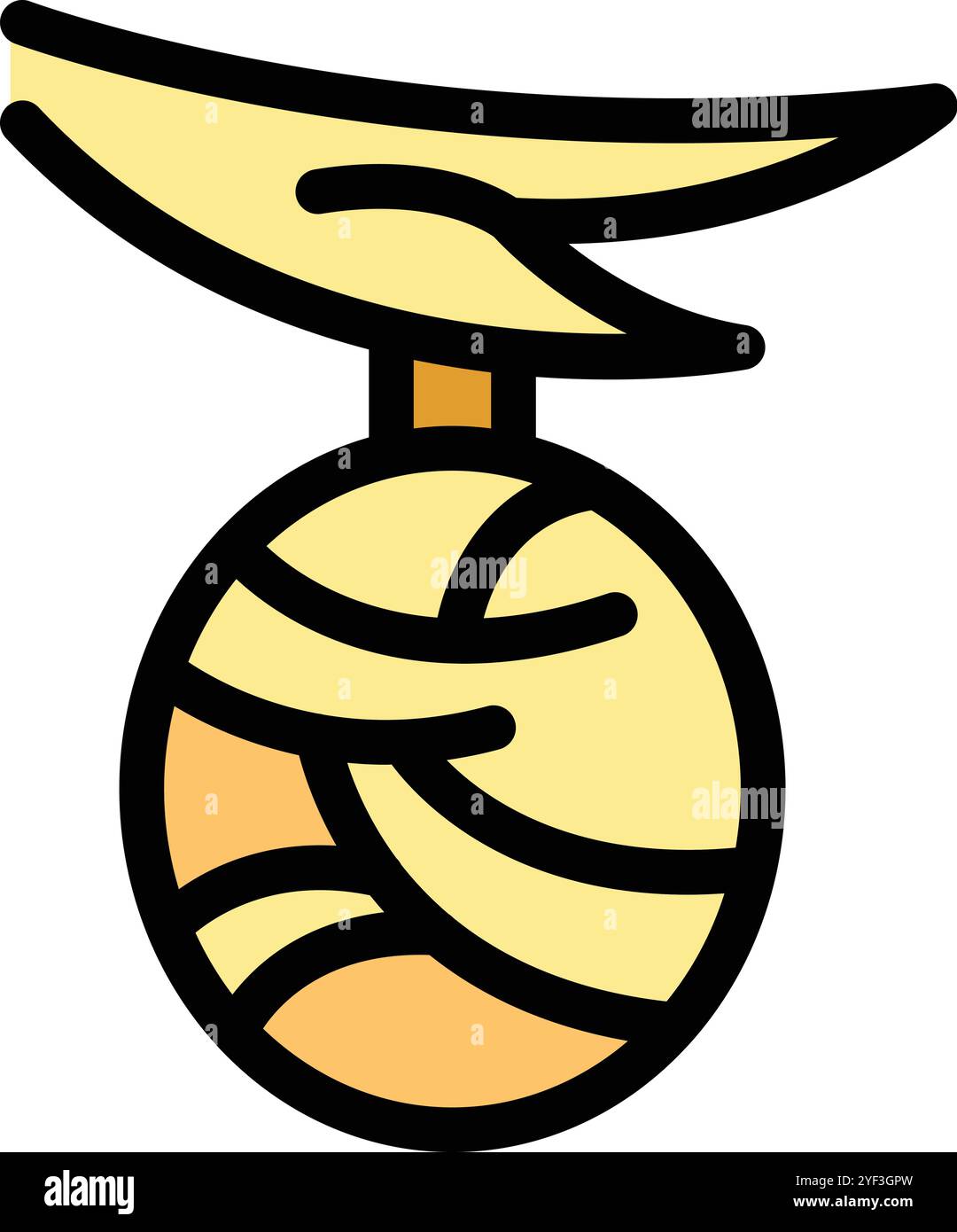 Golden snitch with wings deployed hanging on a string, an iconic ...