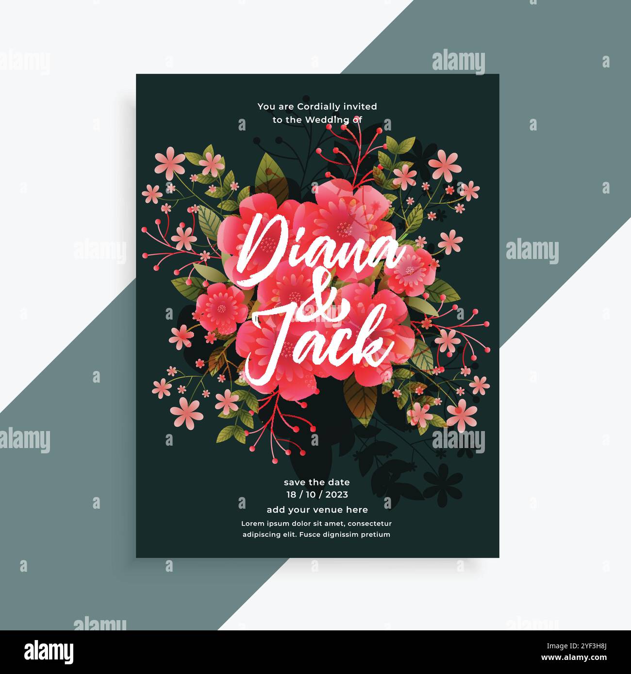 wedding invitation floral flower decorative card design Stock Vector ...