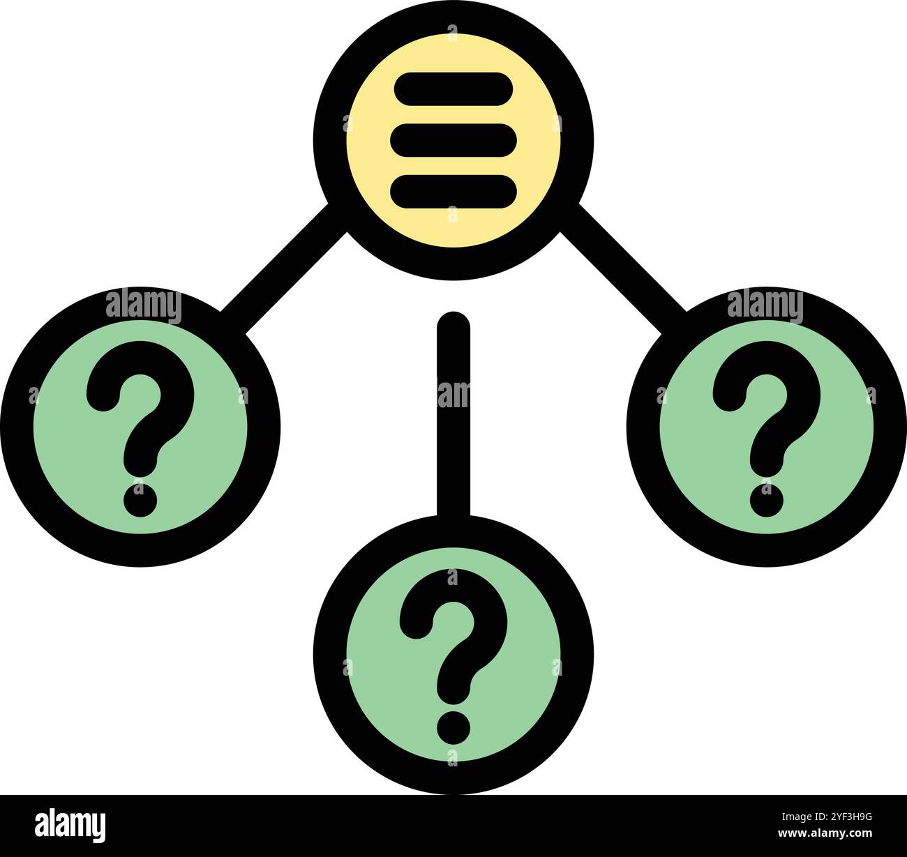Vector icon depicting a decision making process with multiple question ...