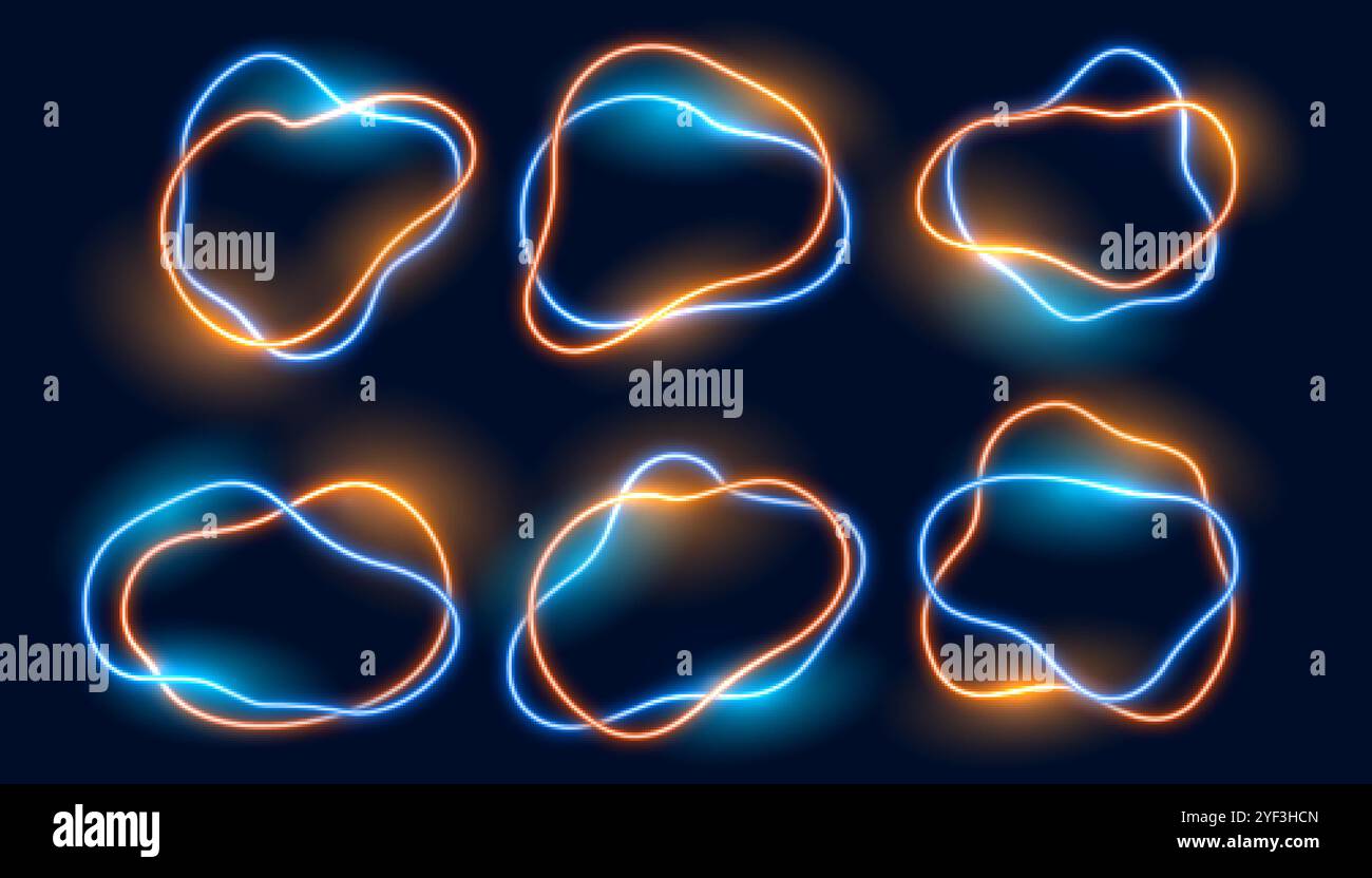 abstract neon curve fluid style frames set of six Stock Vector Image ...