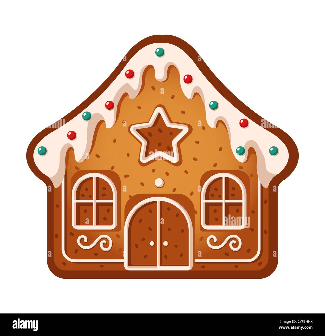 House gingerbread with sweet glaze flat color vector object Stock ...