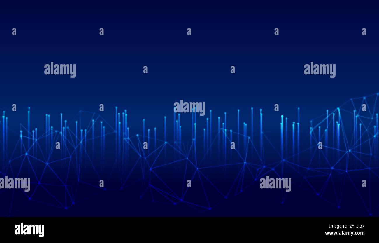 digital glowing technology lines with metwork wire mesh Stock Vector ...