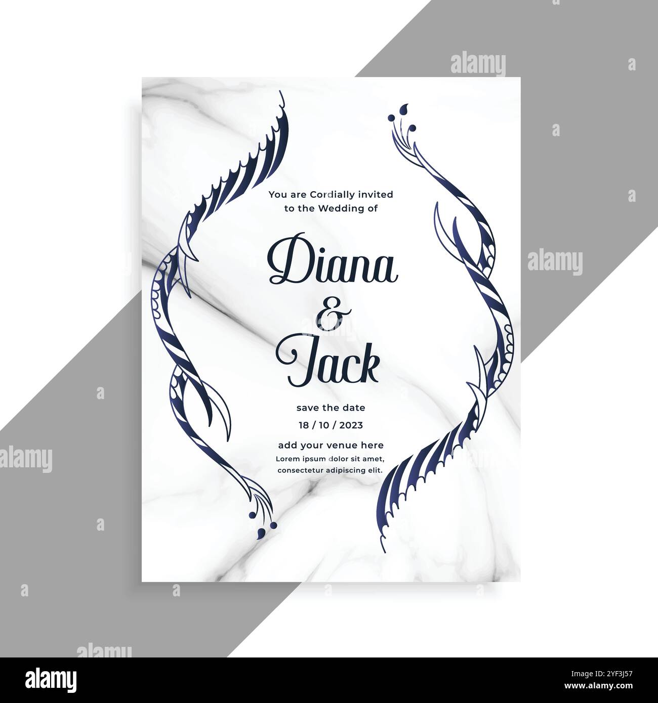 stylish decorative wedding invitation card template design Stock Vector ...