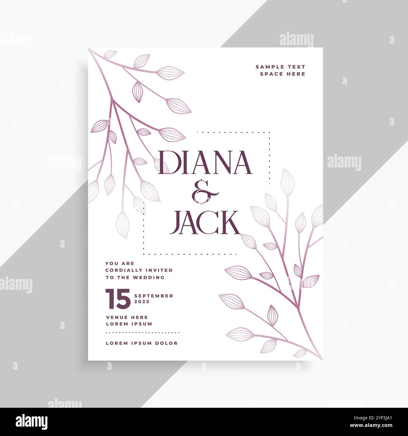 leaves decorative wedding flyer template design Stock Vector Image ...