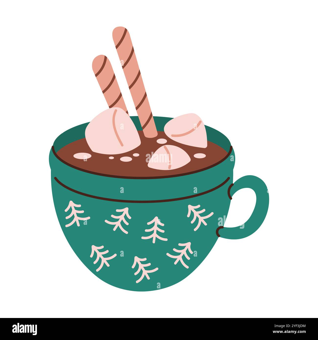 Hot chocolate with marshmallows flat color vector object Stock Vector ...