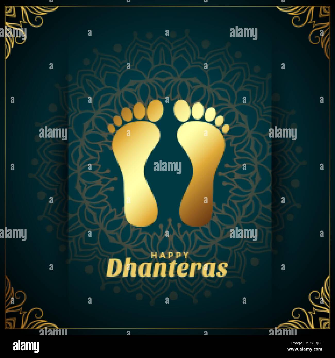 happy dhanteras background with golden god feet print Stock Vector ...