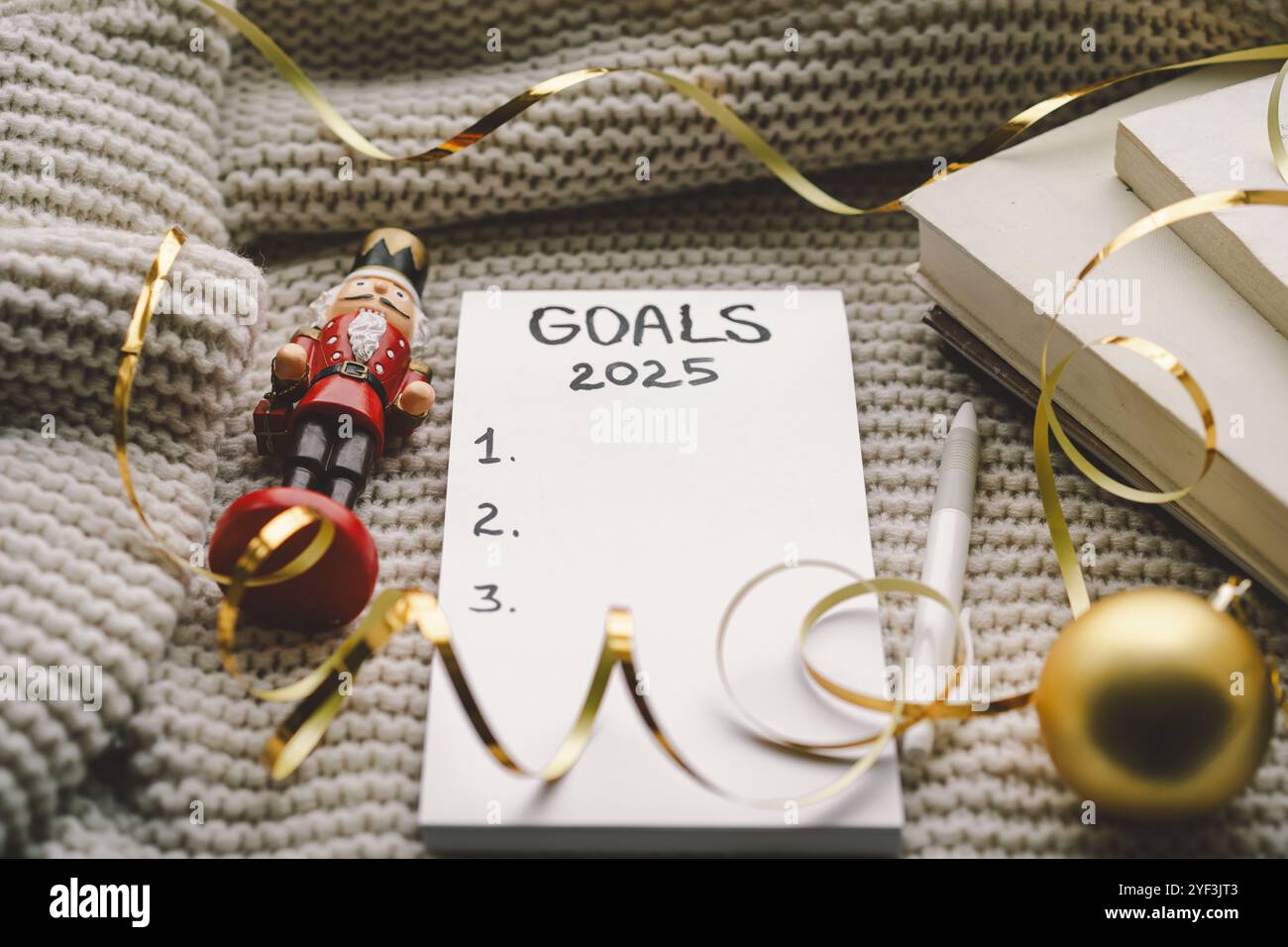 Setting New Year's goals with cozy vibes and festive decorations in ...