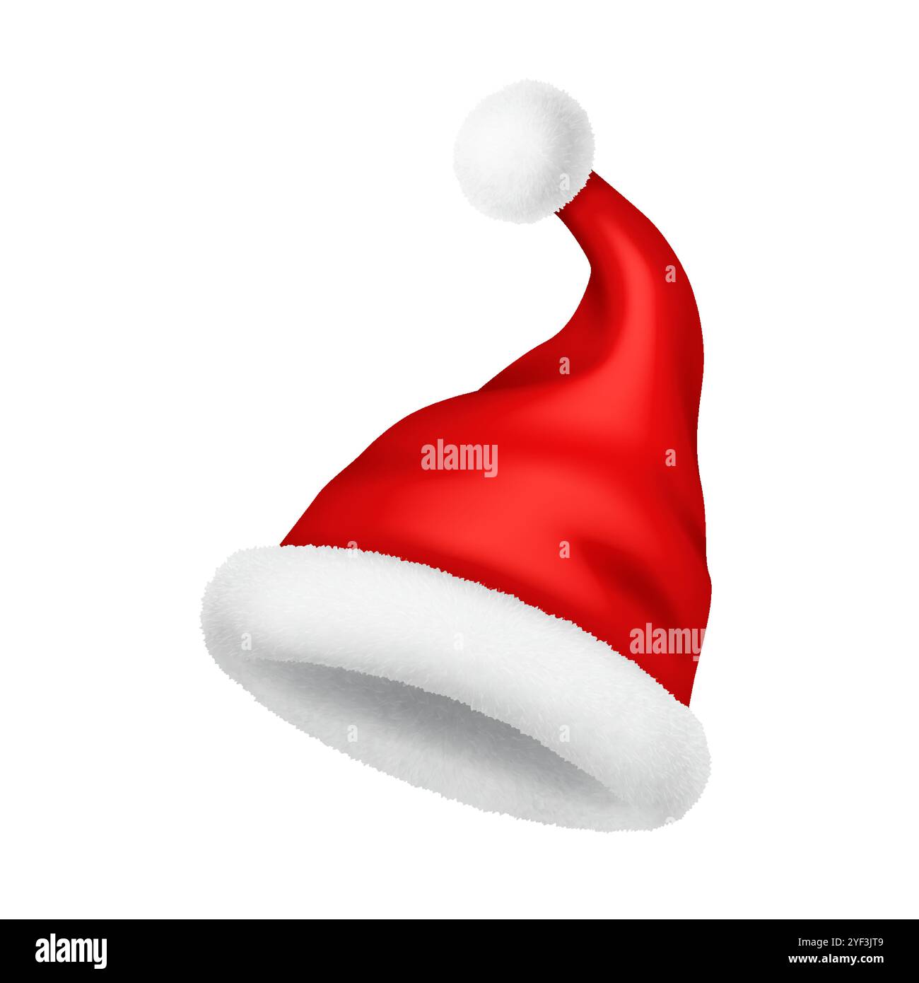 Red color Santa Claus hat with fur ball vector illustration Stock ...