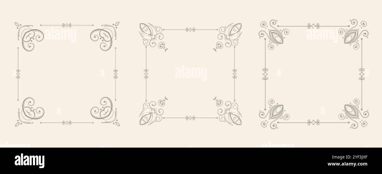 wedding style floral frame borders decorative set Stock Vector Image ...