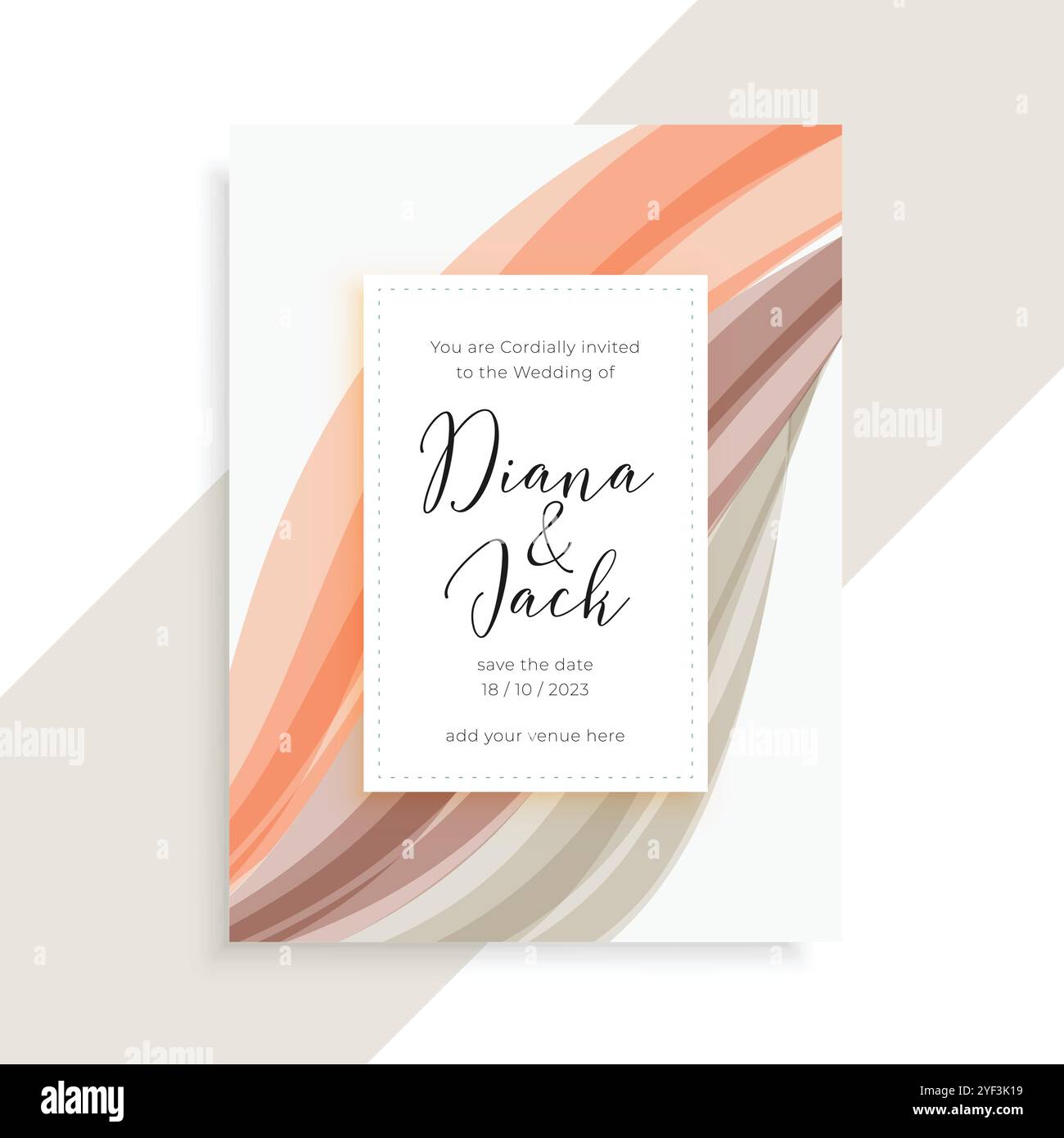 wedding card template with abstract wavy shape design Stock Vector ...