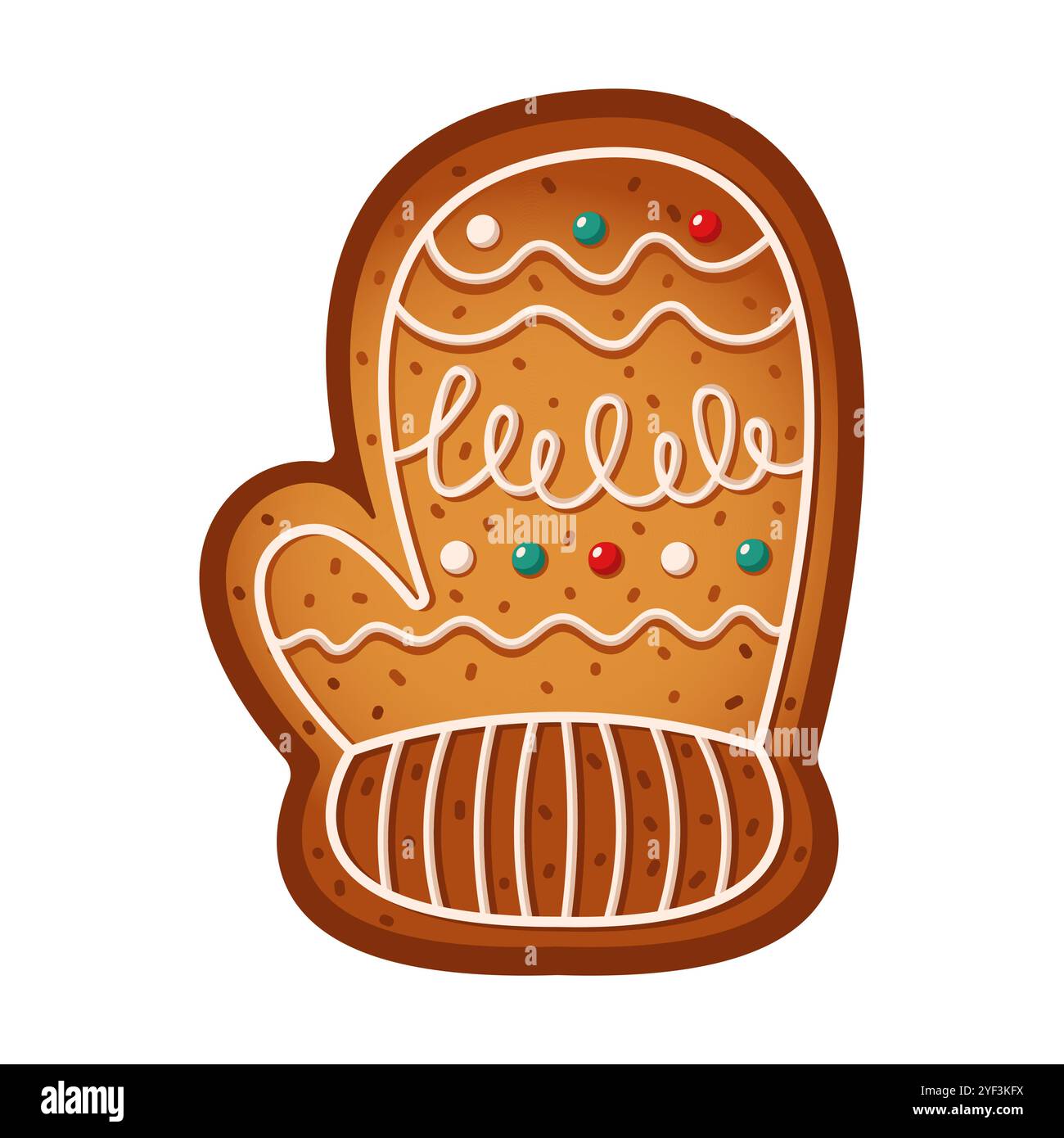 Gingerbread mitten adorned with glaze flat vector object Stock Vector ...