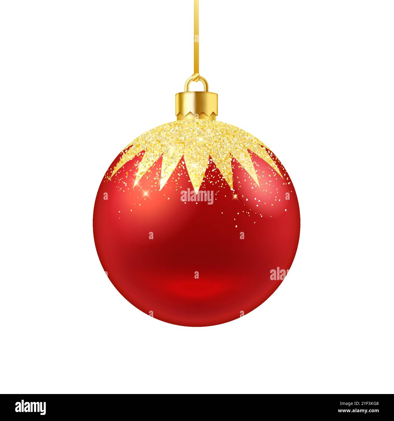 Red bauble with gold pattern realistic vector illustration Stock Vector ...