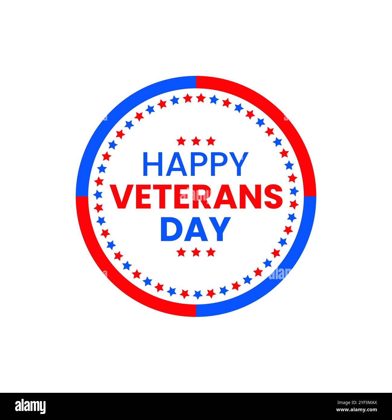 Happy Veterans Day Logo Typography with Stars circular frame for Celebration USA America Veteran ...