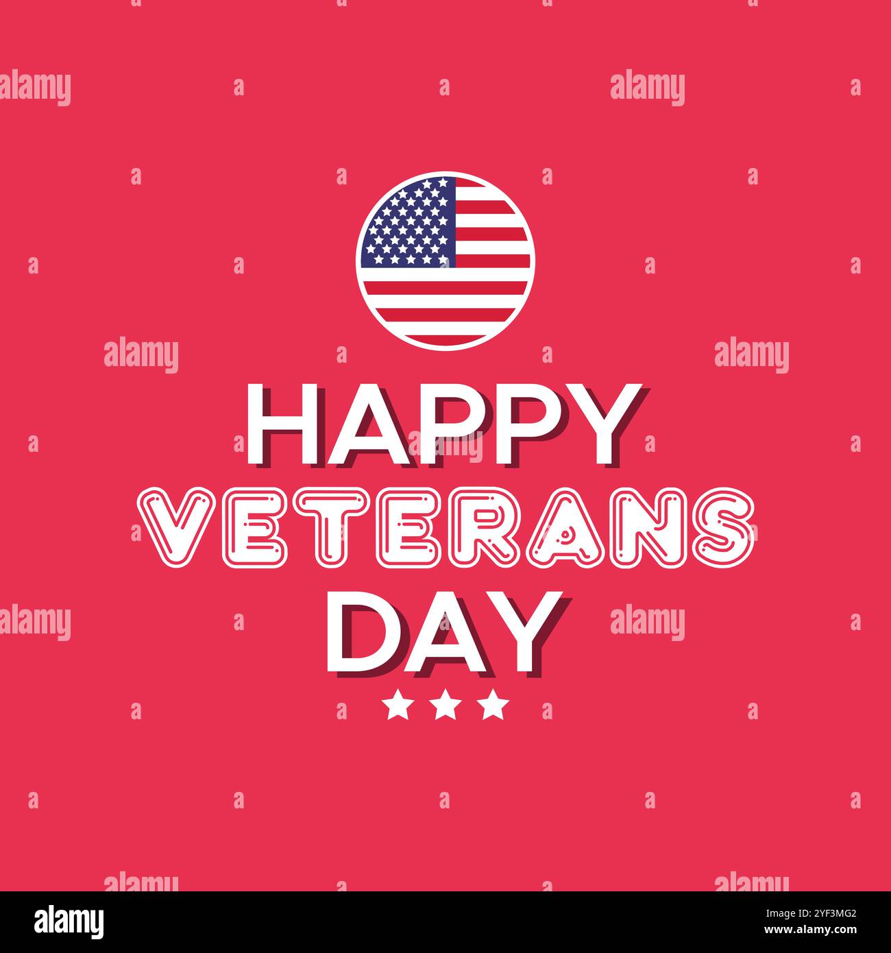 Happy Veterans Day Typography with USA Flag and Stars for Celebration ...