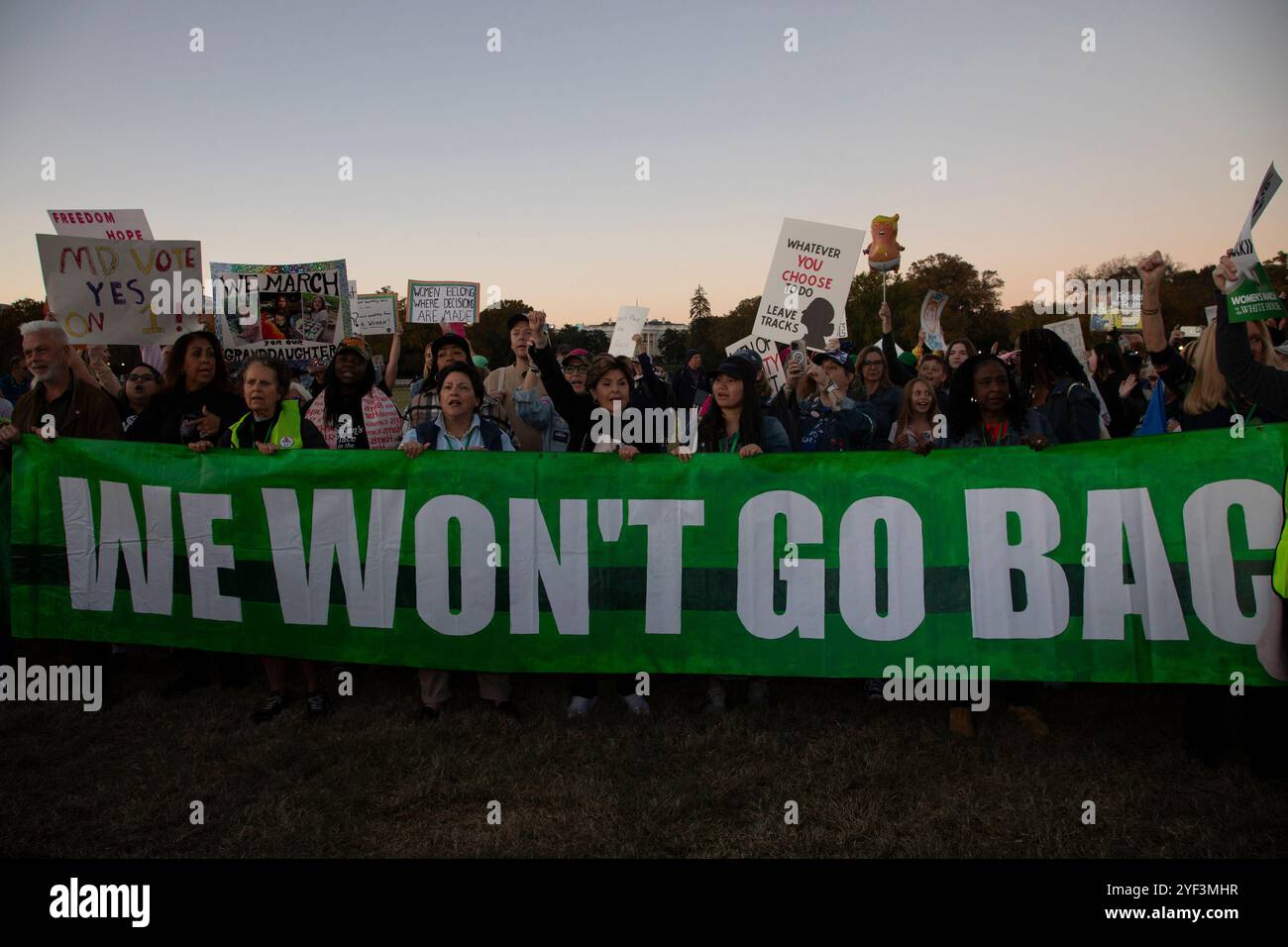 Demonstrators chant slogans during the National Women's March in front ...