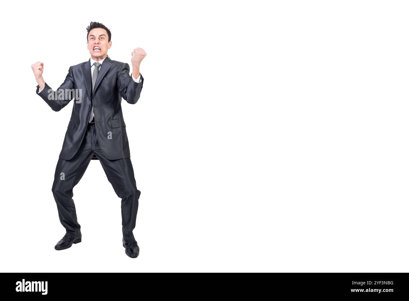 Mad businessman screaming on white background. White background Stock ...