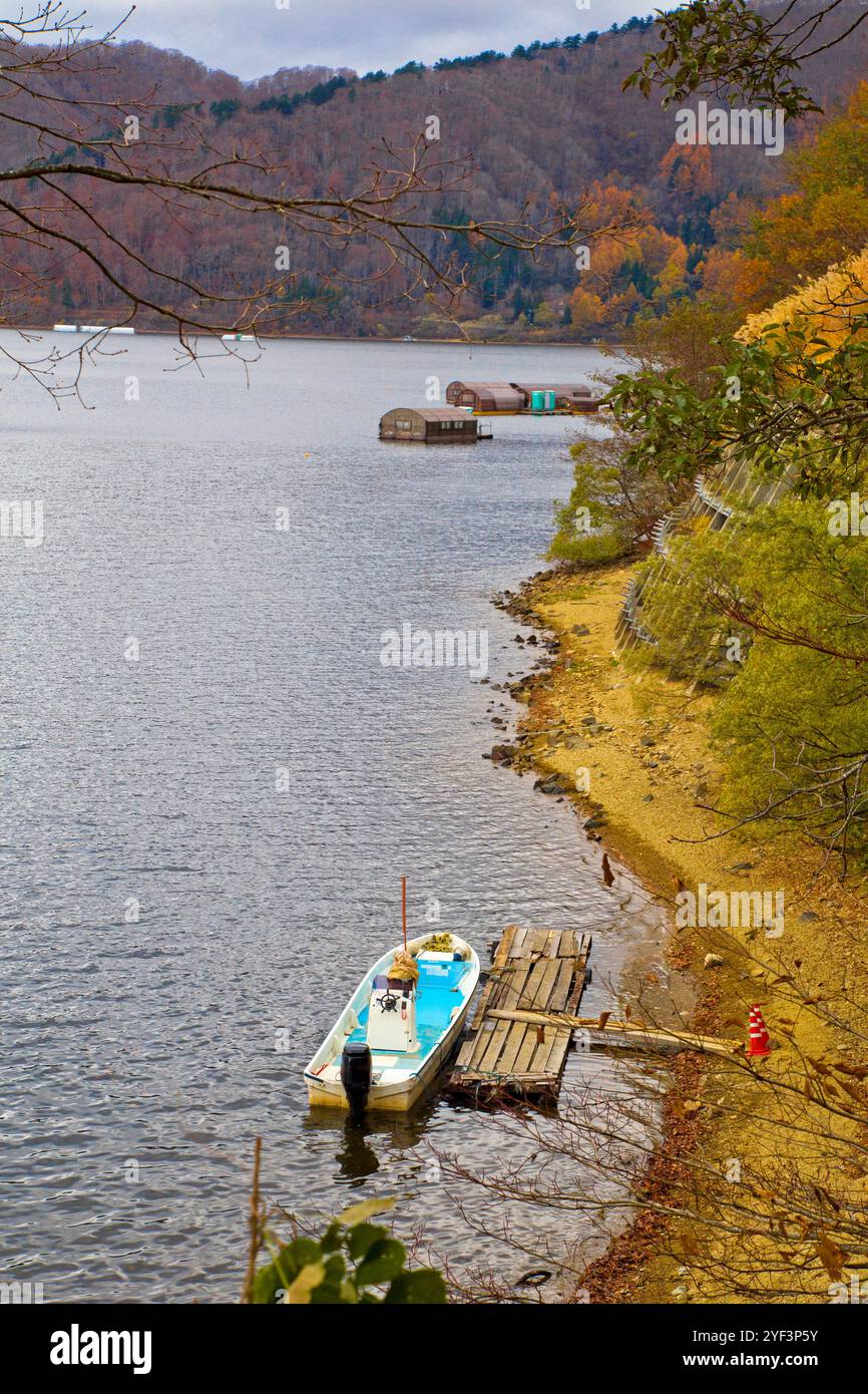 Lake Hibara in autumn, Fukushima prefecture, Tohoku, Japan Stock Photo ...
