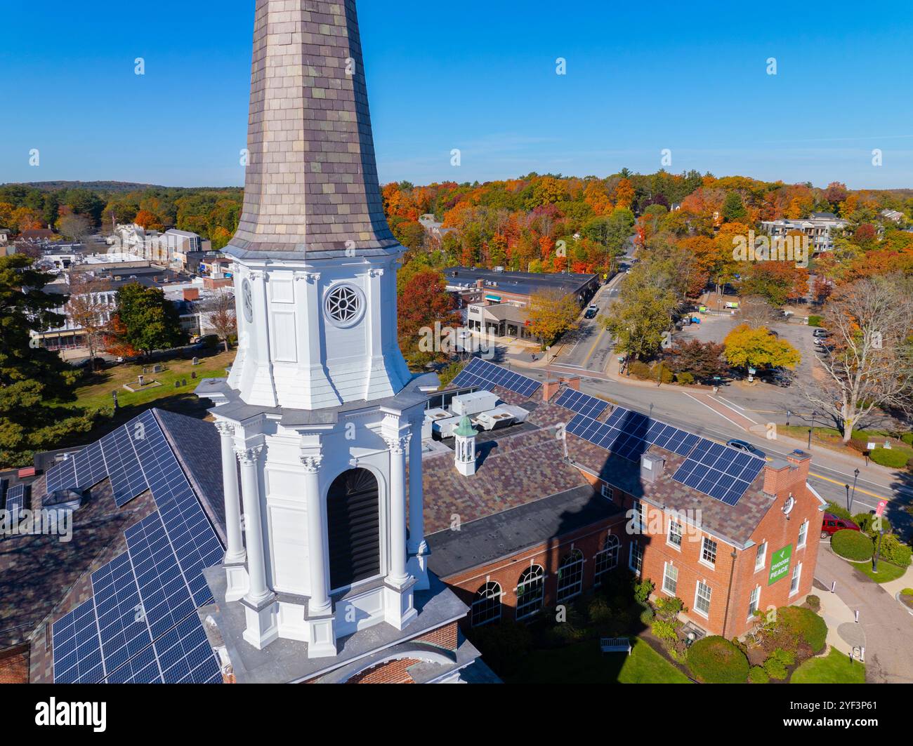 Aerial view wellesley congregational church hi-res stock photography ...