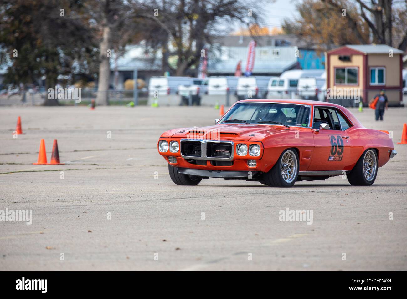 Red Vintage Muscle Car on Asphalt Race Track Stock Photo - Alamy