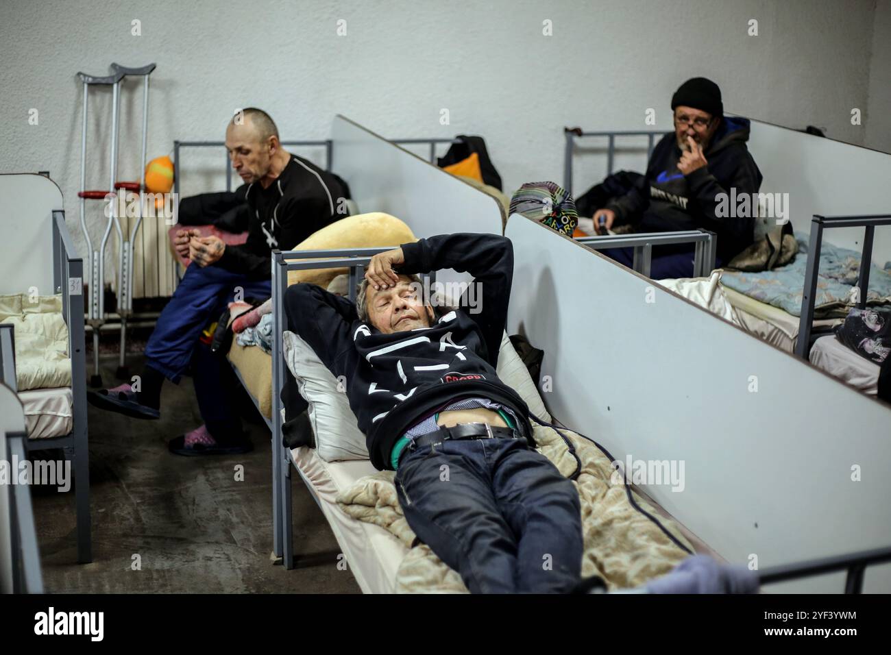 Odessa, Ukraine. 01st Nov, 2024. People in a low-threshold overnight ...