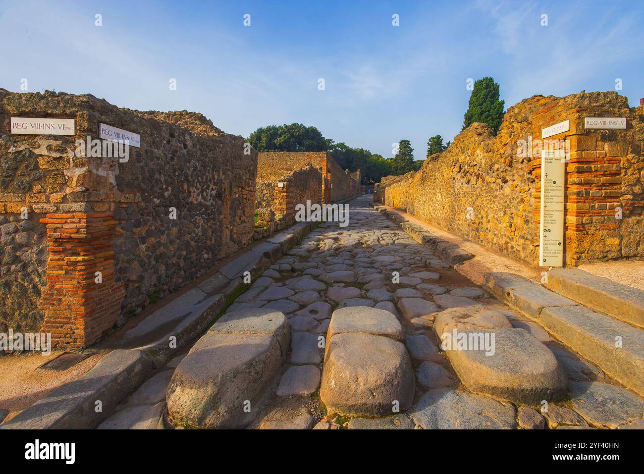 Ancient ruins of Pompei city, Naples, Italy. View of ancient street of ...