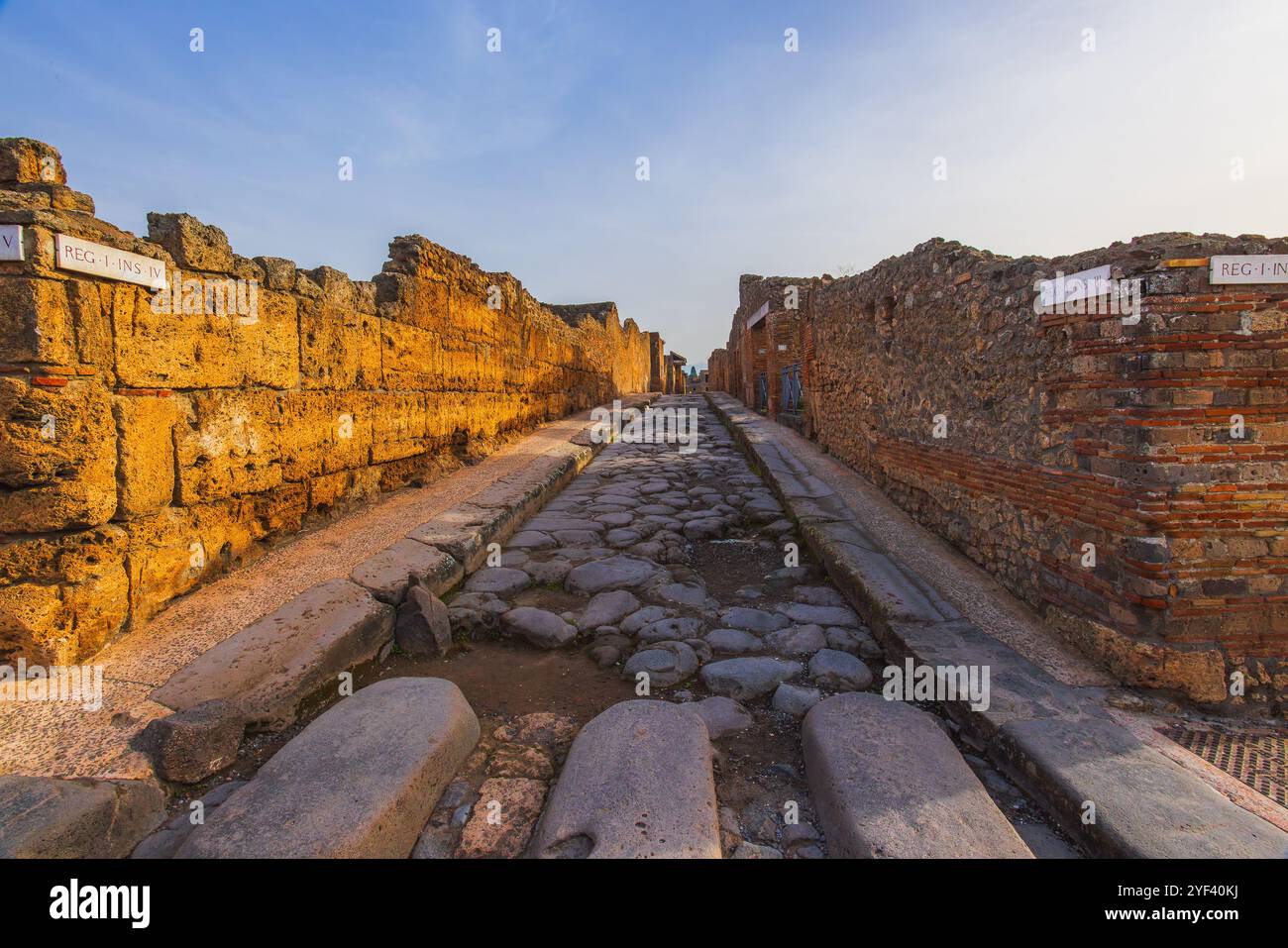 Ancient ruins of Pompei city, Naples, Italy. View of ancient street of ...