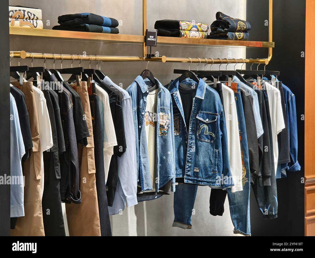 KUALA LUMPUR, MALAYSIA - AUGUST 28, 2024: Evisu brand retail shop in the large shopping mall ...