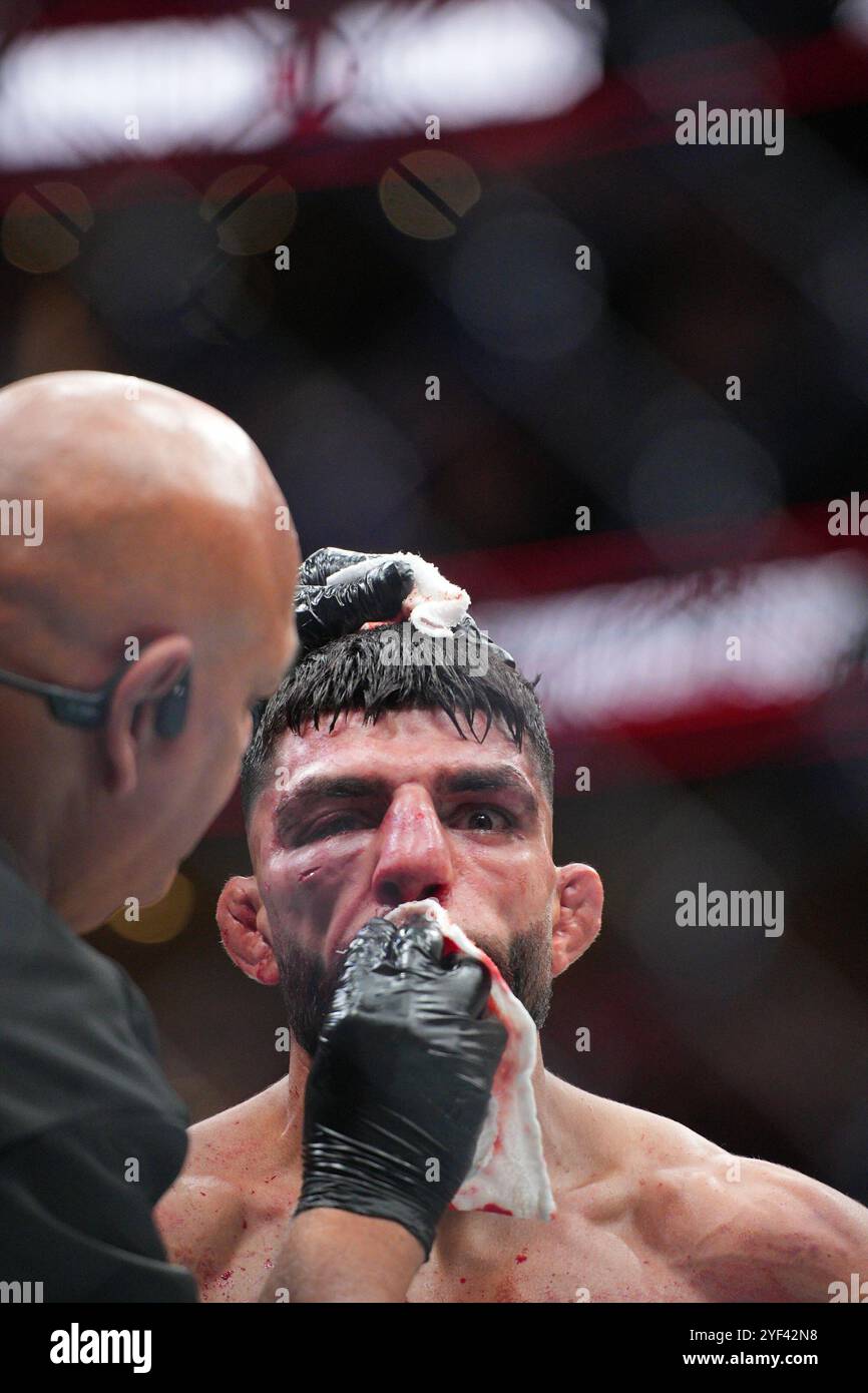 EDMONTON, CANADA - NOVEMBER 2: Amir Albazi battles Brandon Moreno in ...