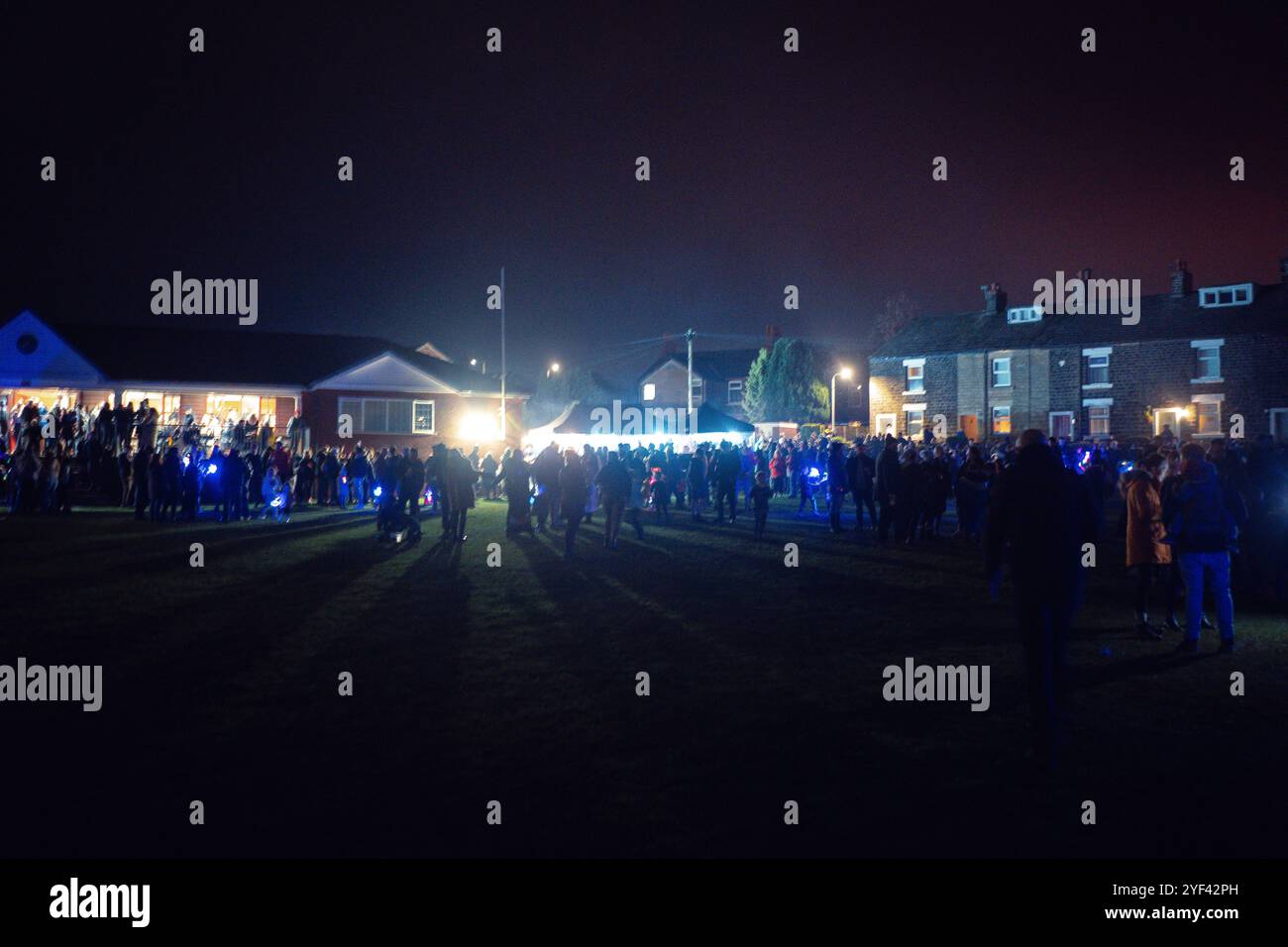 Fireworks display at Hawk Green Cricket Club Stock Photo - Alamy